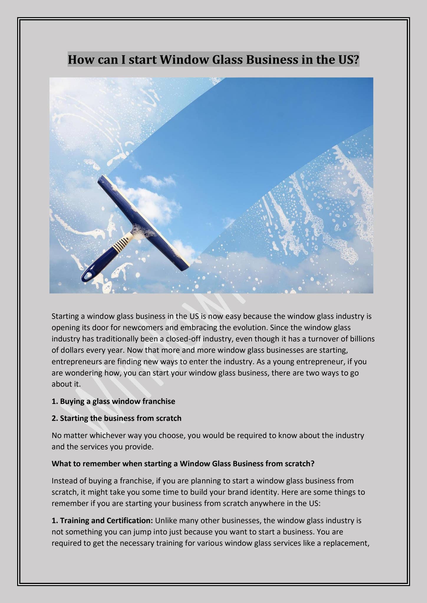 How can I start Window Glass Business in the US? by Window medics - Issuu