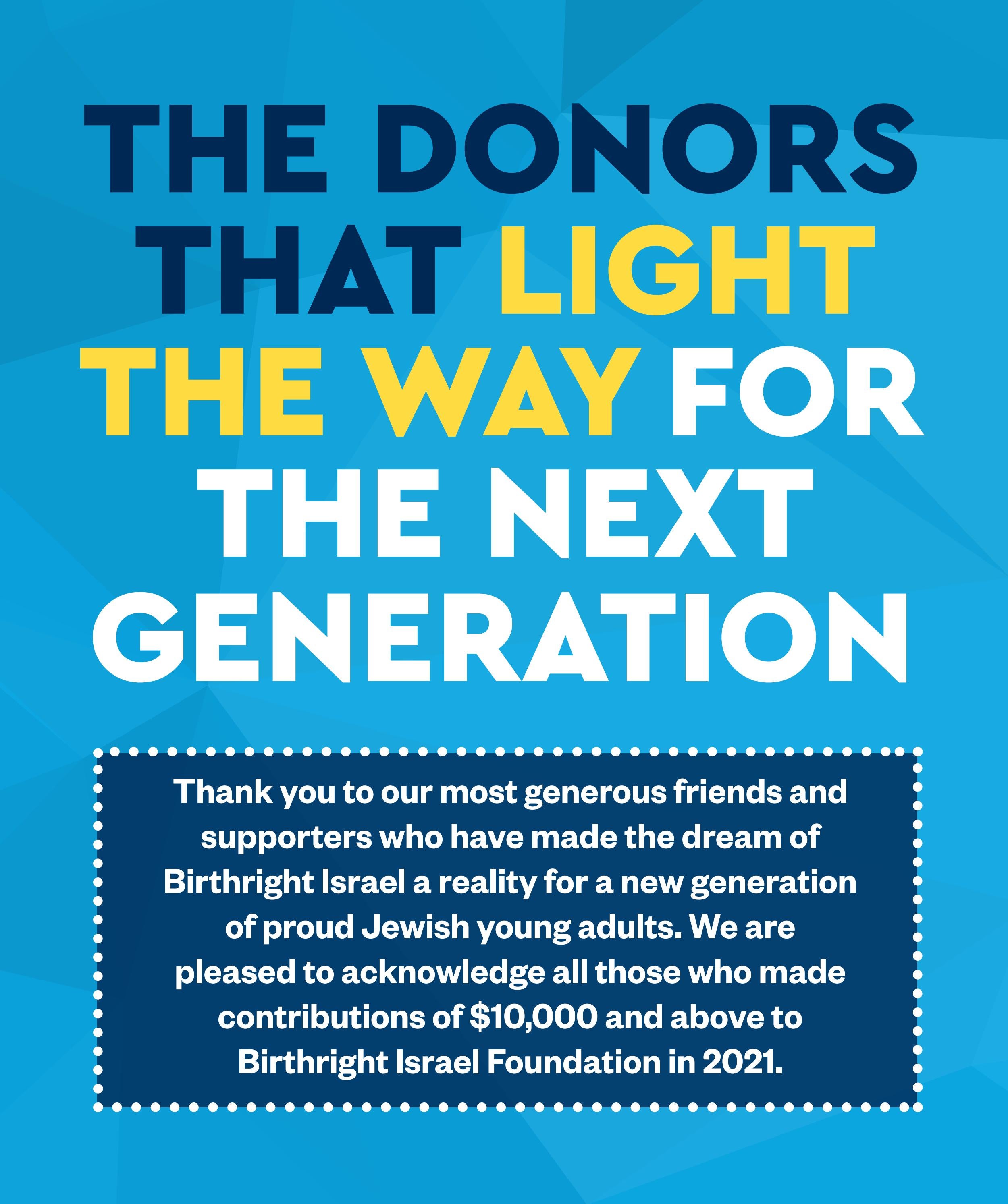 Donors That Light the Way for the Next Generation 2021 by Birthright ...