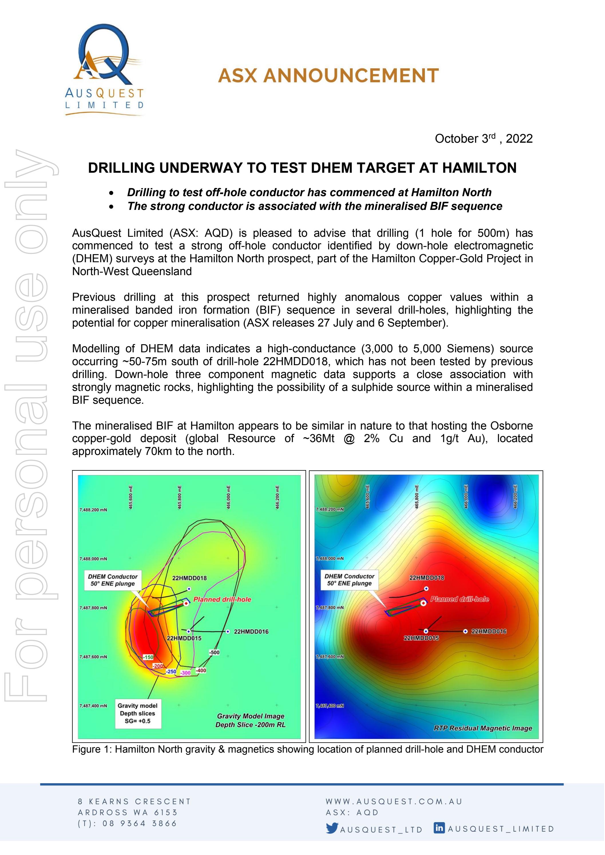 COPPER - ASX QUEST DRILLING UNDERWAY by CFX Network, LLC - Issuu