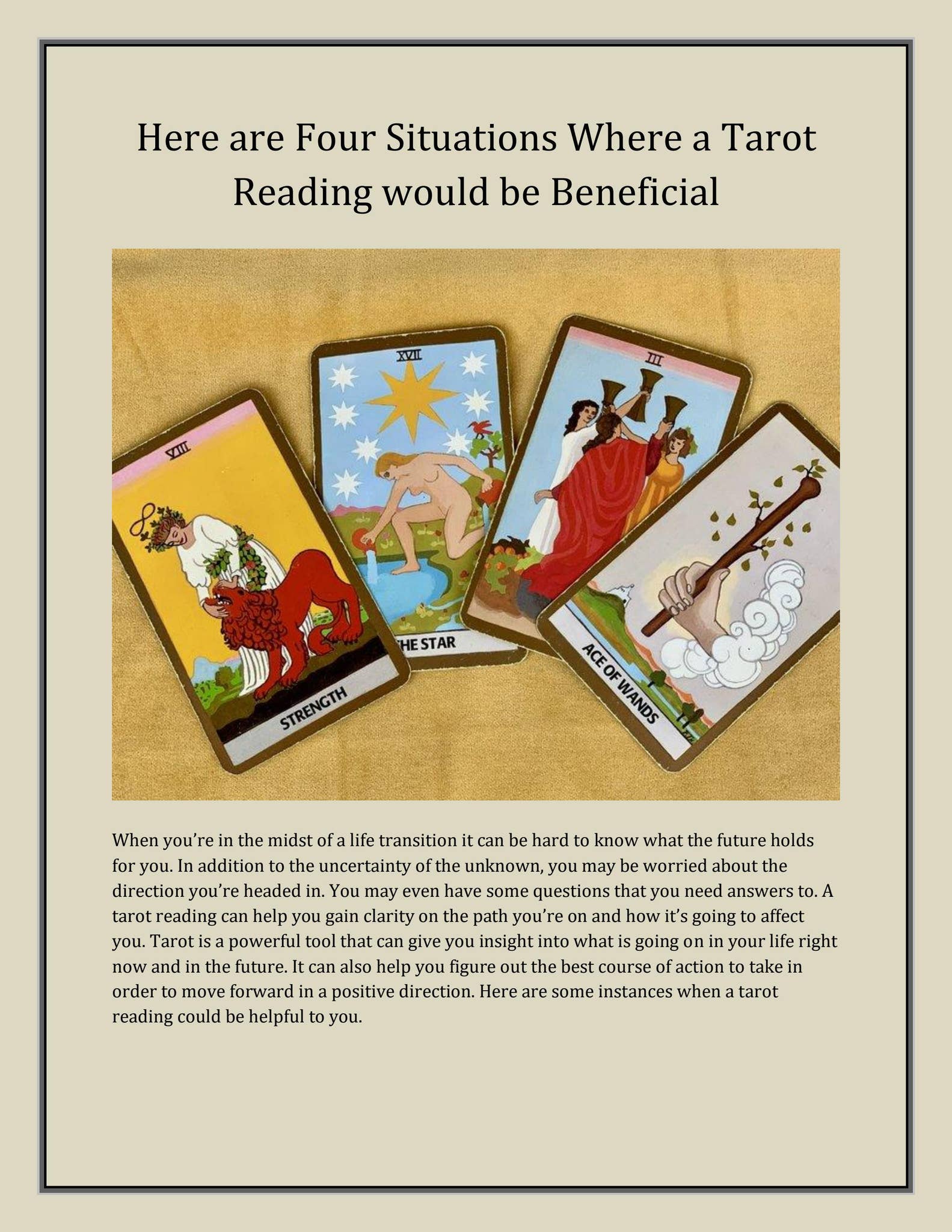 Here are Four Situations Where a Tarot Reading would be Beneficial by ...