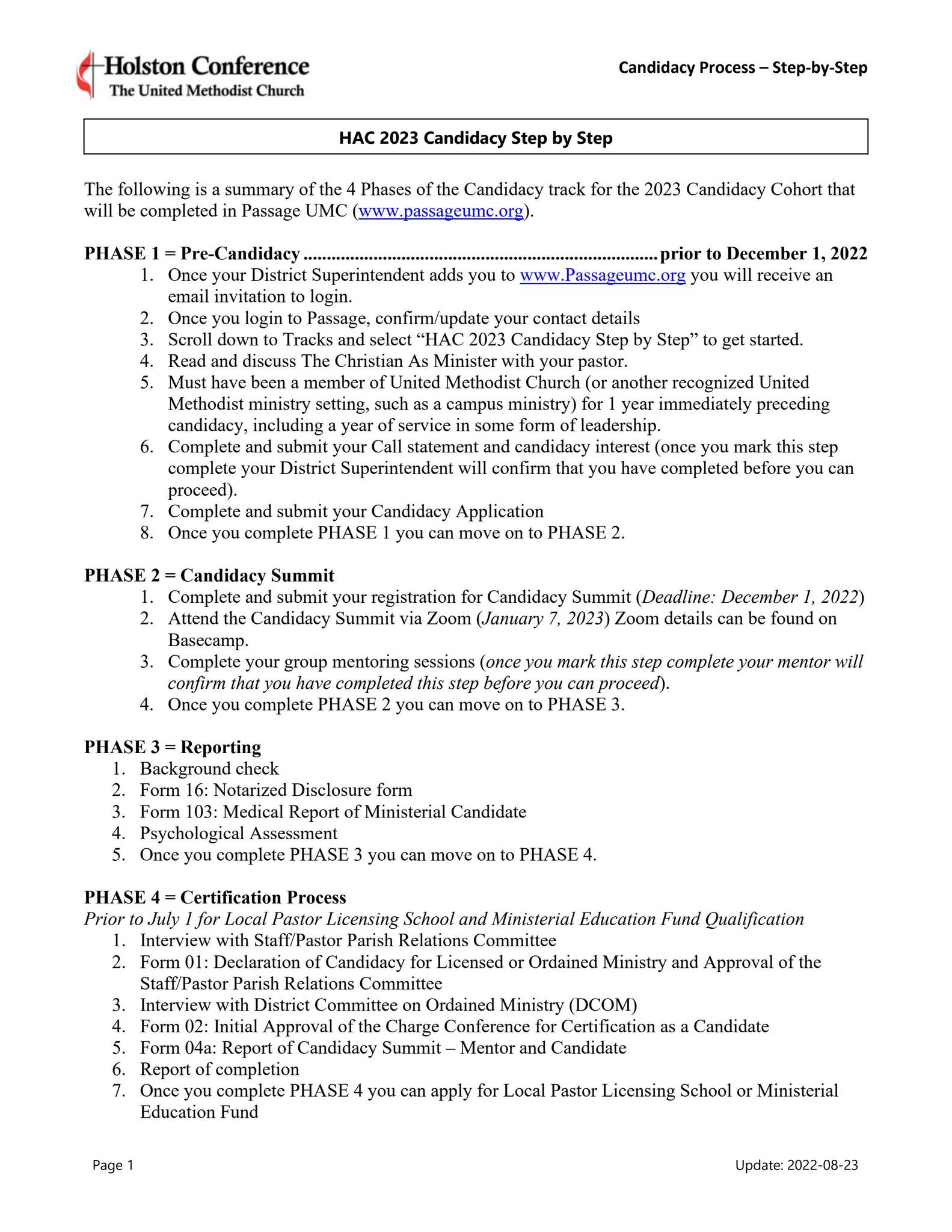 HAC 2023 Candidacy Step by Step by Holston Annual Conference - Issuu