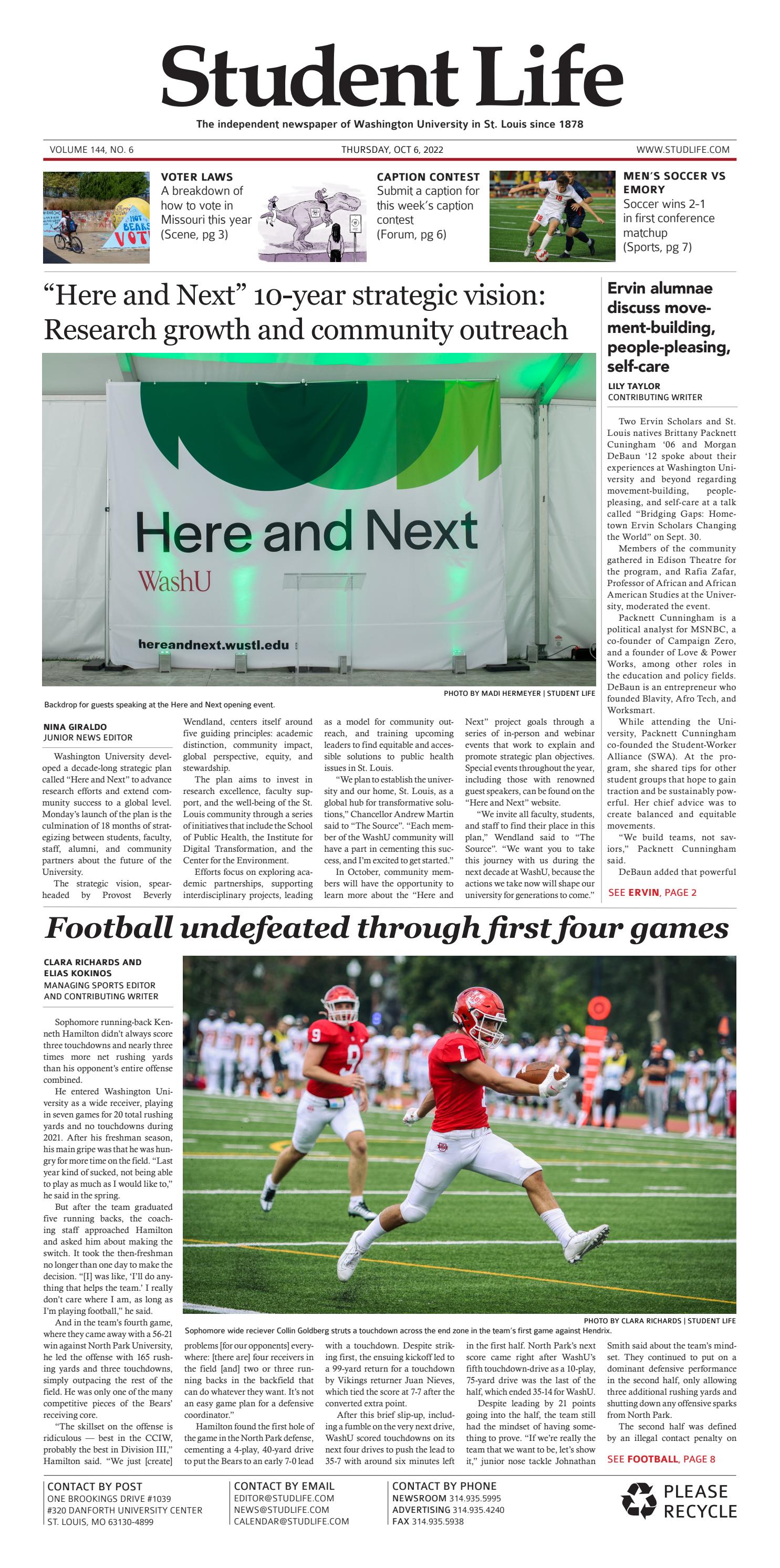 October 6, 2022 Student Life Newspaper, Washington University in St ...