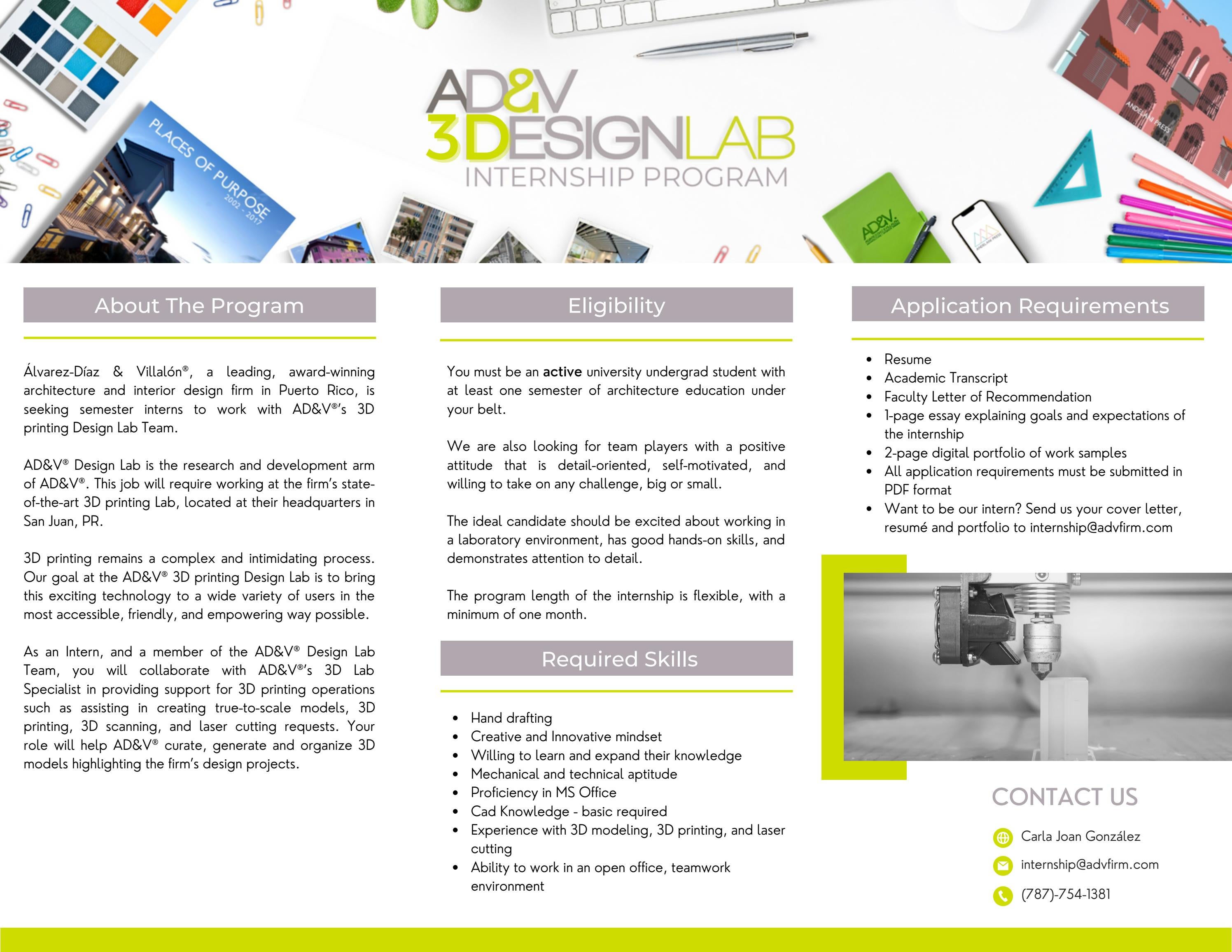 AD&V® Design Lab Internship Flyer by ÁLVAREZ‐DÍAZ & VILLALÓN - Issuu