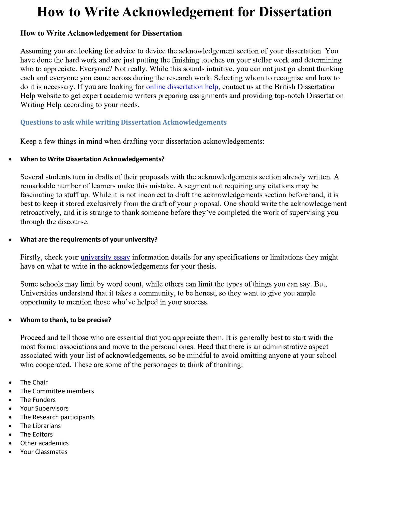 How to Write Acknowledgement for Dissertation by British Dissertation ...