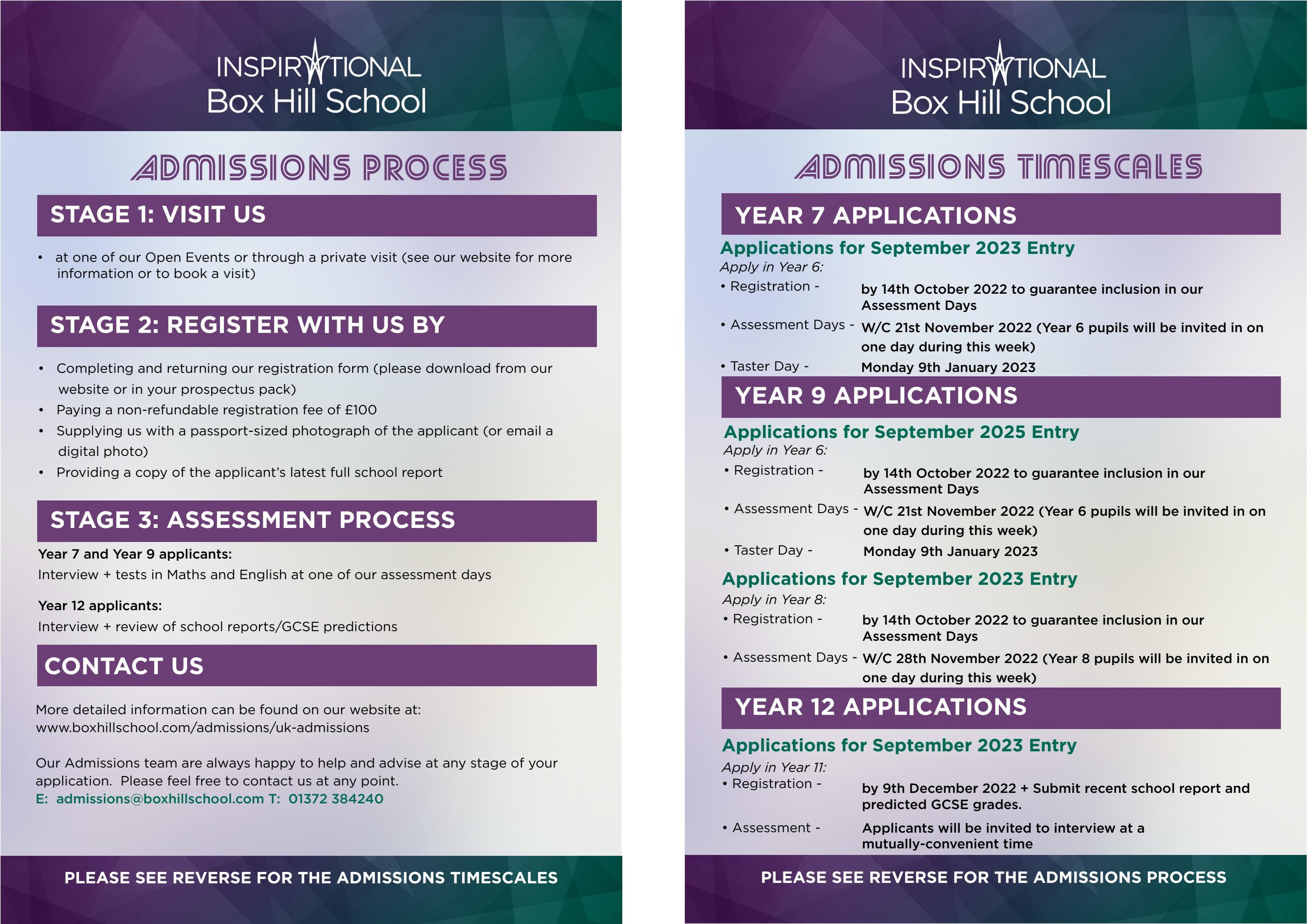 Admissions Process by Box Hill School - Issuu