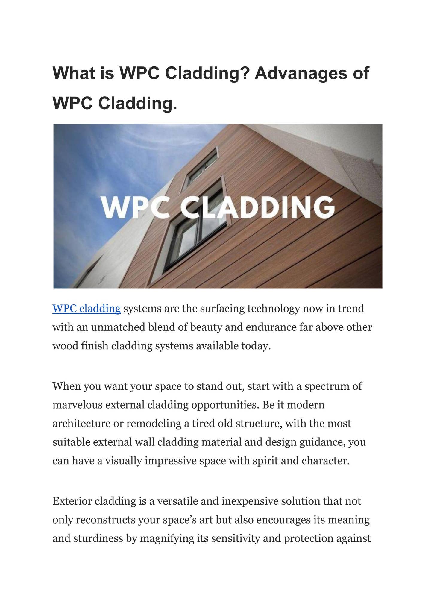 What is WPC Cladding? Advanages of WPC Cladding. by woodalt - Issuu