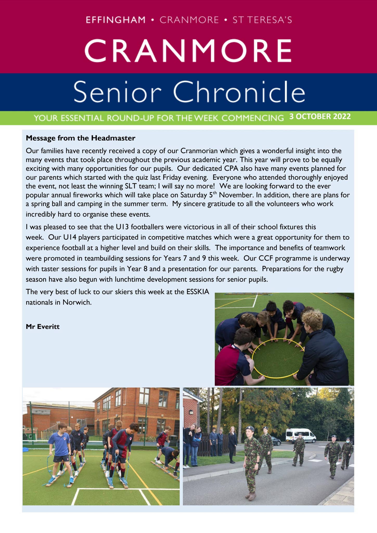 Cranmore Senior Chronicle 3 October 2022 by Effingham Schools Trust - Issuu