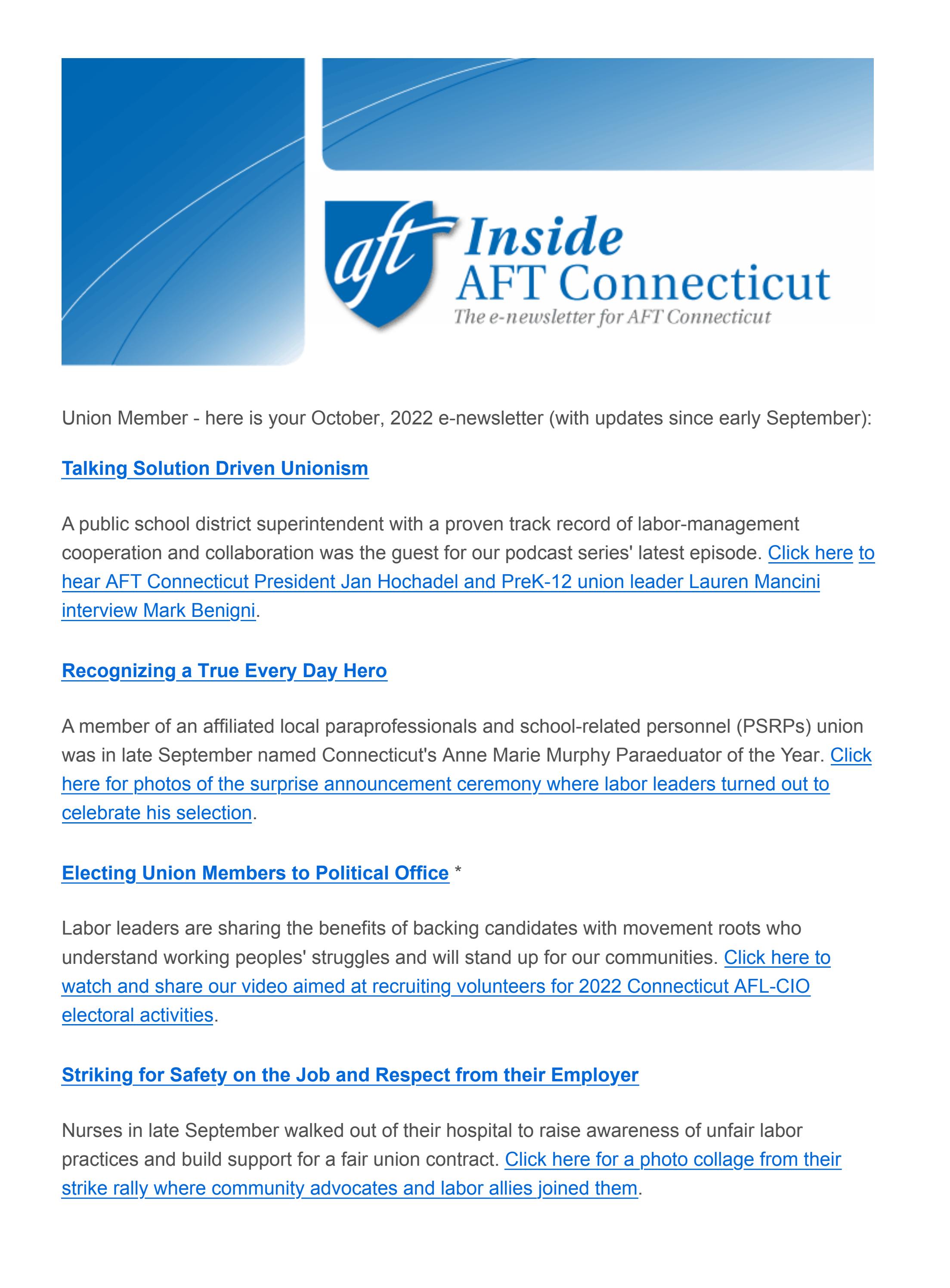 October 2022 "Inside AFT CT" by AFT Connecticut - Issuu