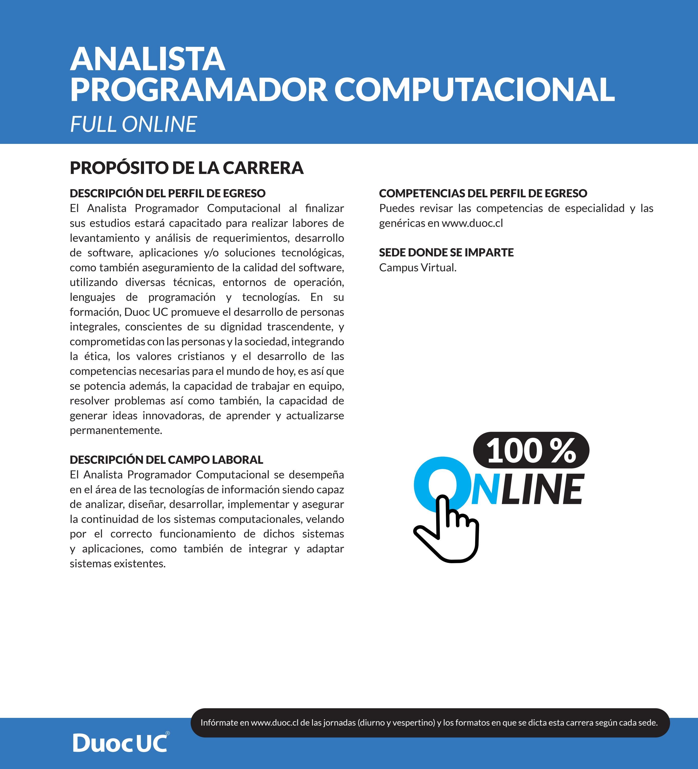 Analista Programador Computacional Online - Malla 2022 by Duoc UC - Issuu