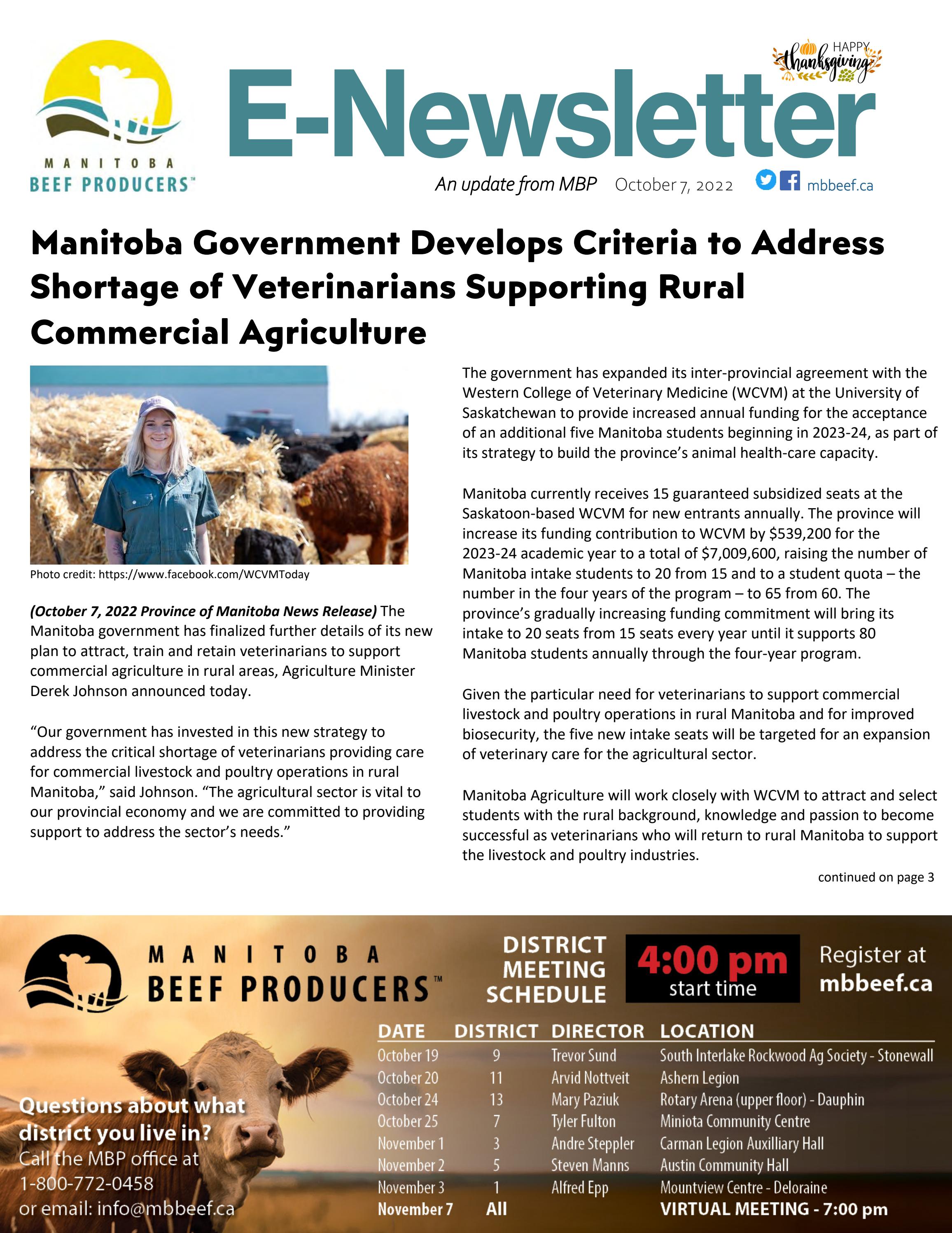 Manitoba Beef Producers E-Newsletter Oct. 7/2022 by ...
