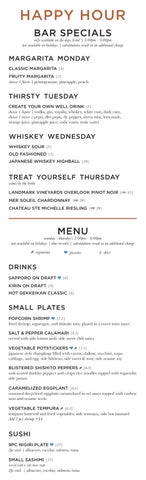 Blue Ocean Carlsbad Happy Hour Menu by Marketing and Creative ...