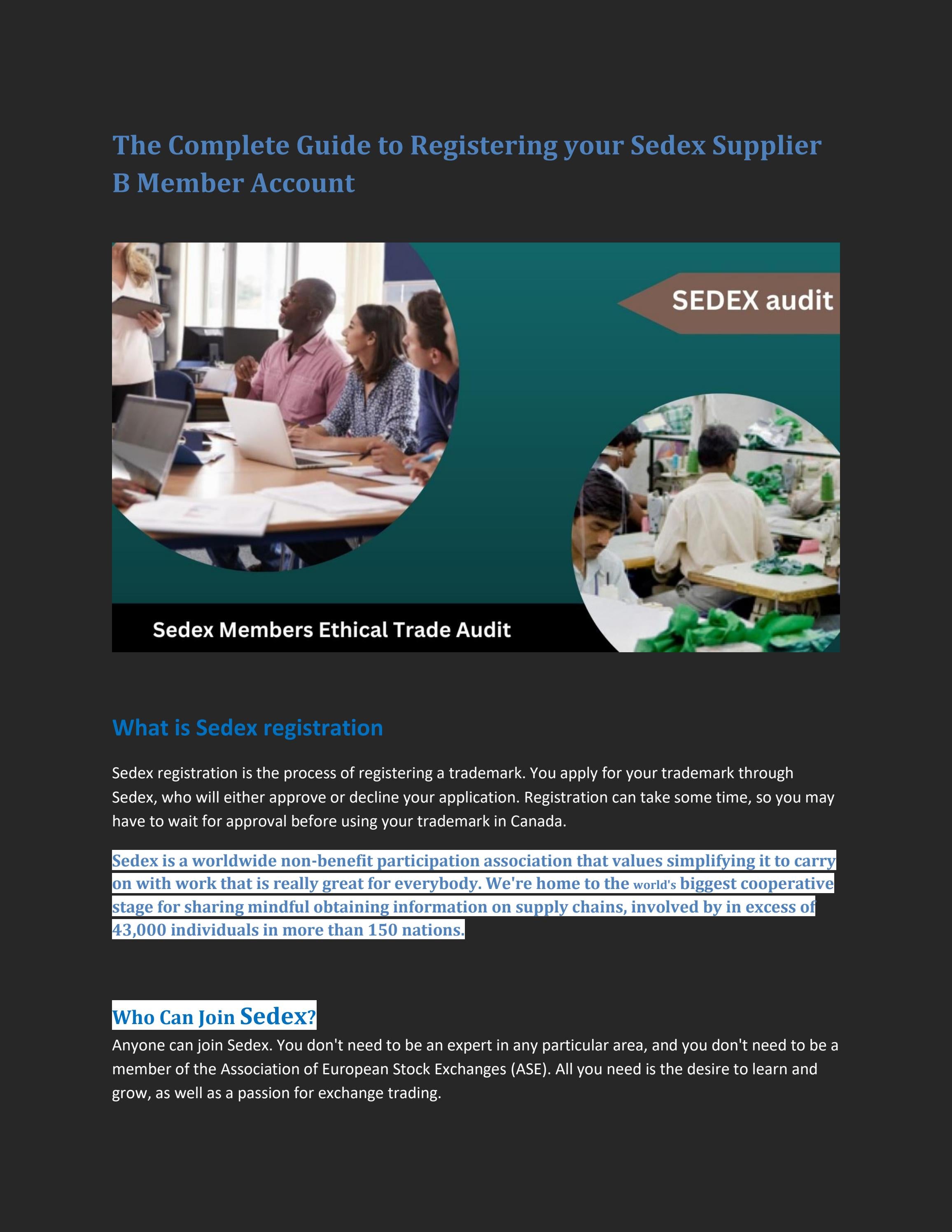 The Complete Guide to Registering your Sedex Supplier B Member Account ...