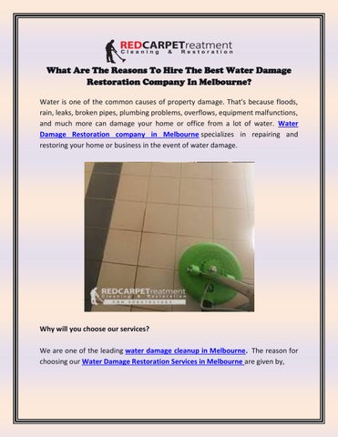 What Are The Reasons To Hire The Best Water Damage Restoration Company ...