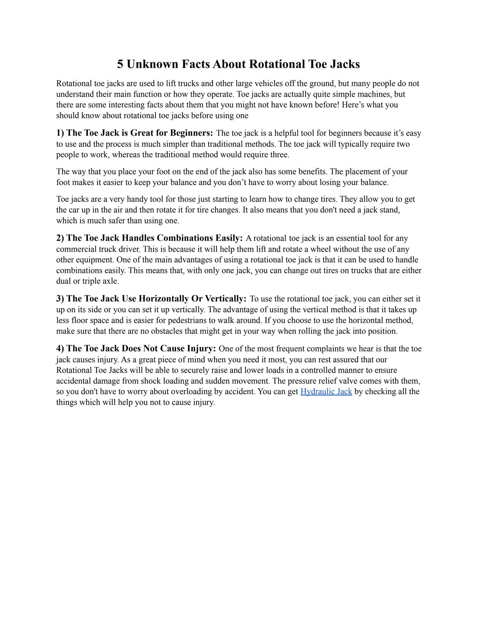 5 Unknown Facts About Rotational Toe Jacks by VTech Hydraulics - Issuu