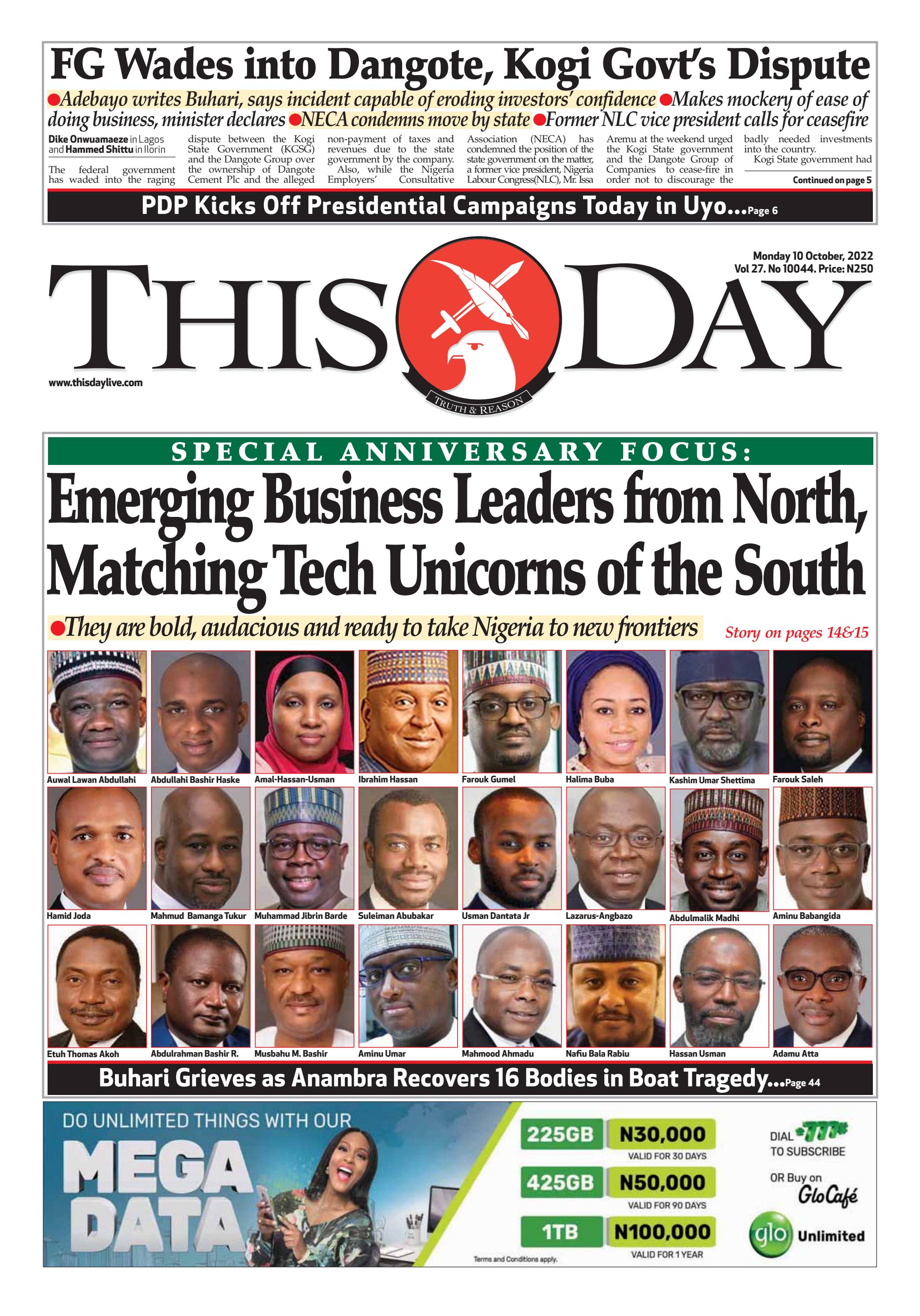 MONDAY 10TH OCTOBER 2022 by THISDAY Newspapers Ltd - Issuu