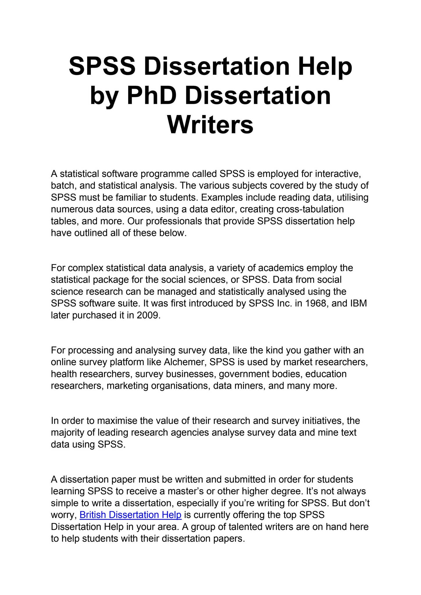 SPSS Dissertation Help by PhD Dissertation Writers by British ...