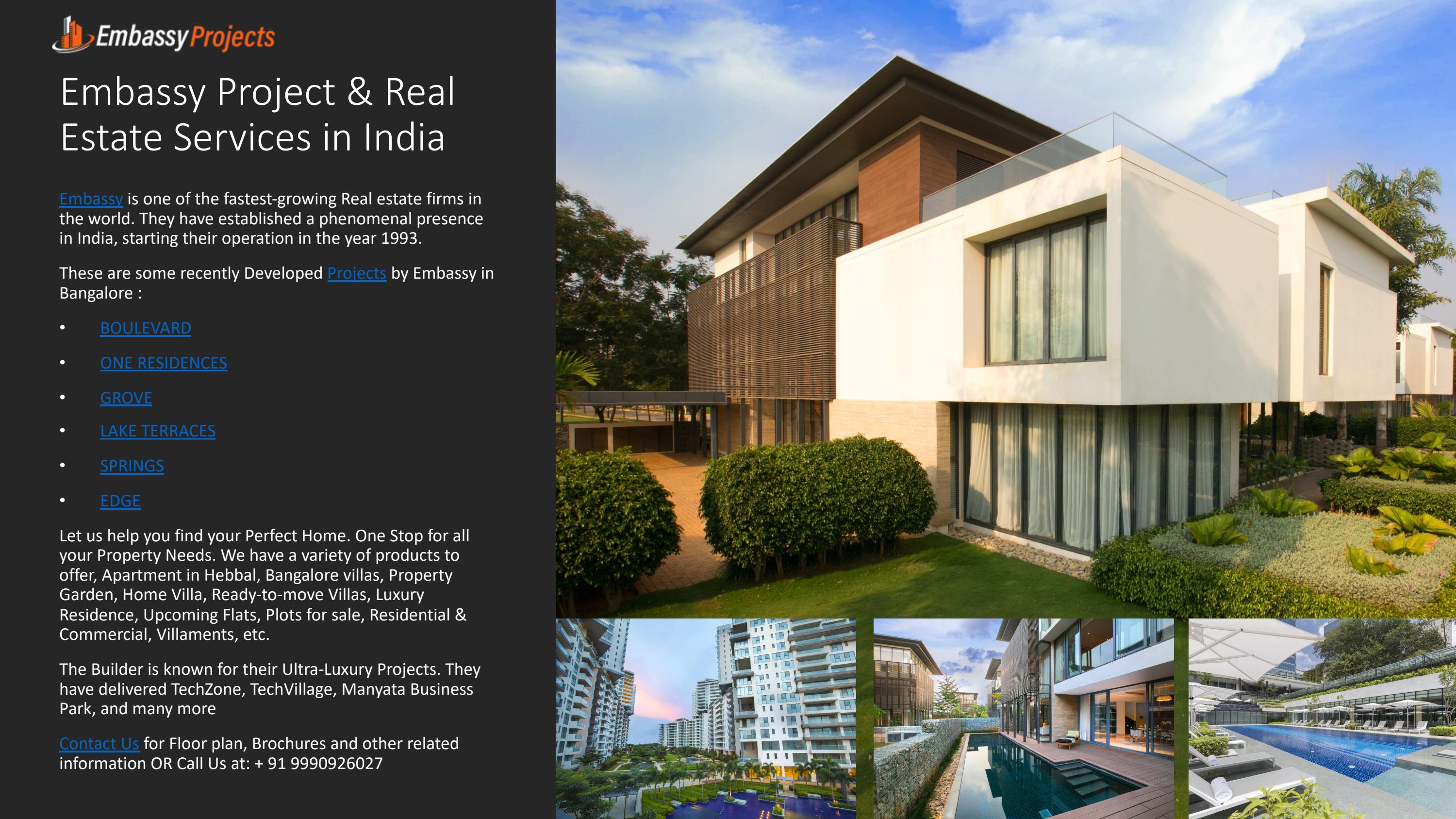 Top Best Embassy project and Real estate services in India | Embassy Properties | Embassy ...