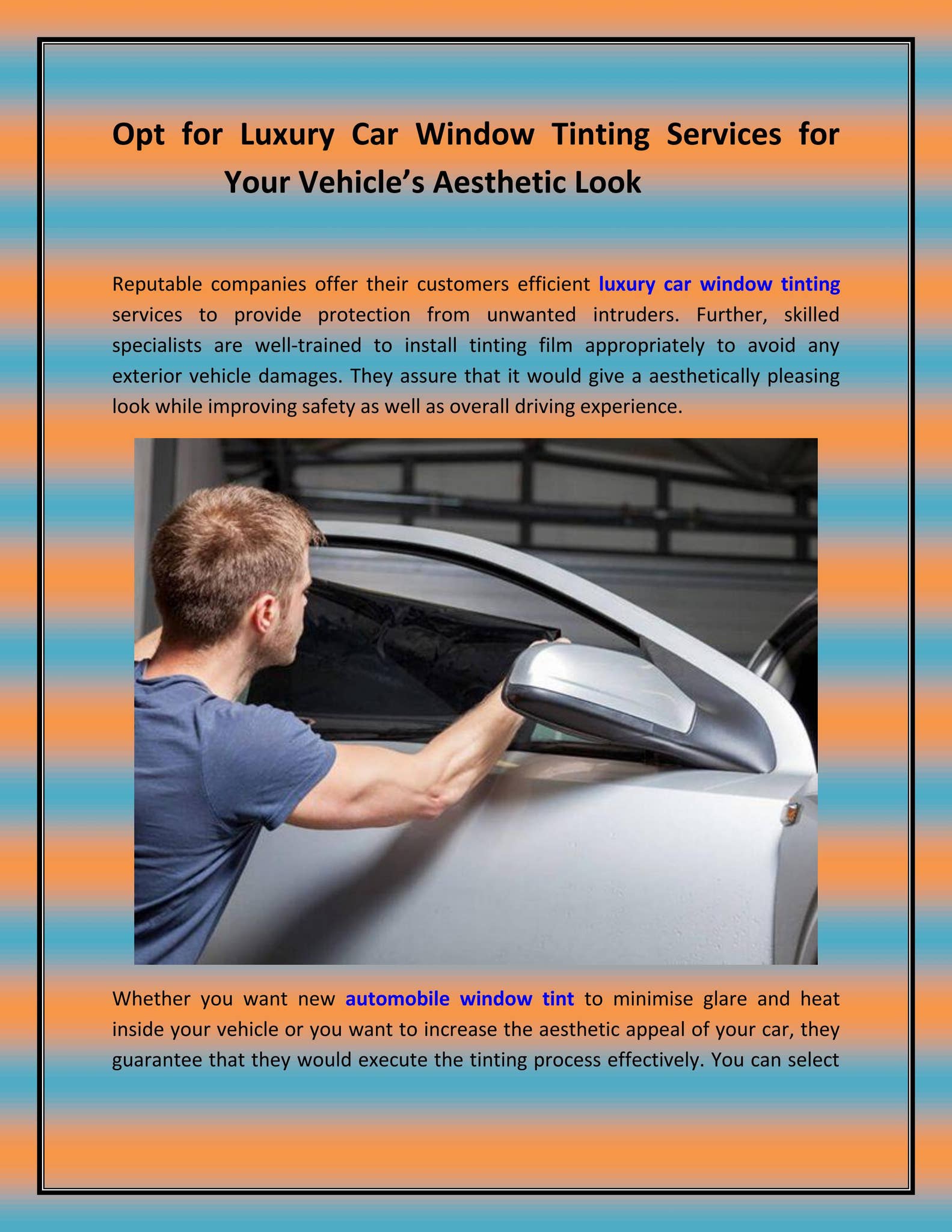 Opt for Luxury Car Window Tinting Services for Your Vehicle’s Aesthetic ...