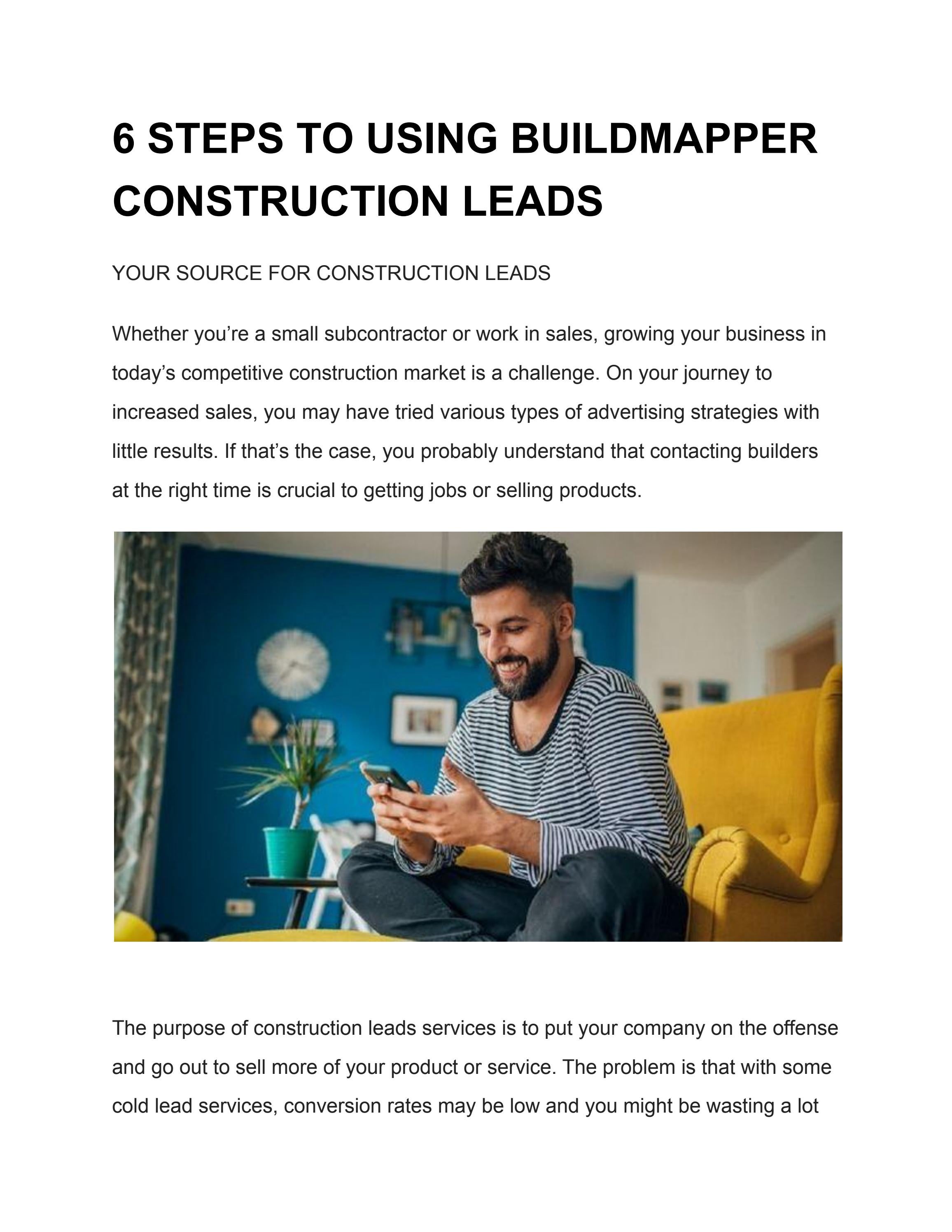 6 STEPS TO USING BUILDMAPPER CONSTRUCTION LEADS by Buildmapper - Issuu