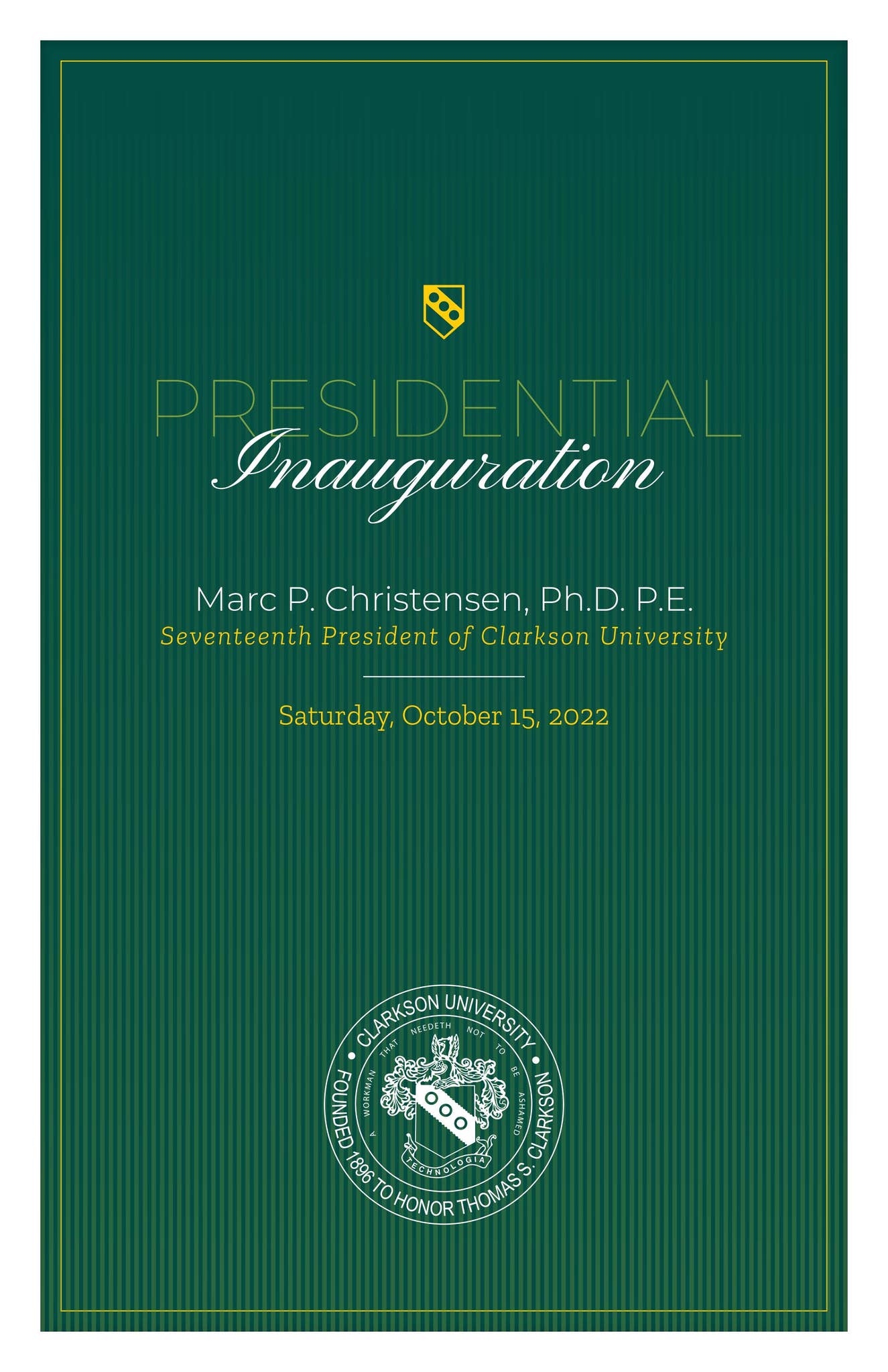 Clarkson University Presidential Inauguration Program by Clarkson ...