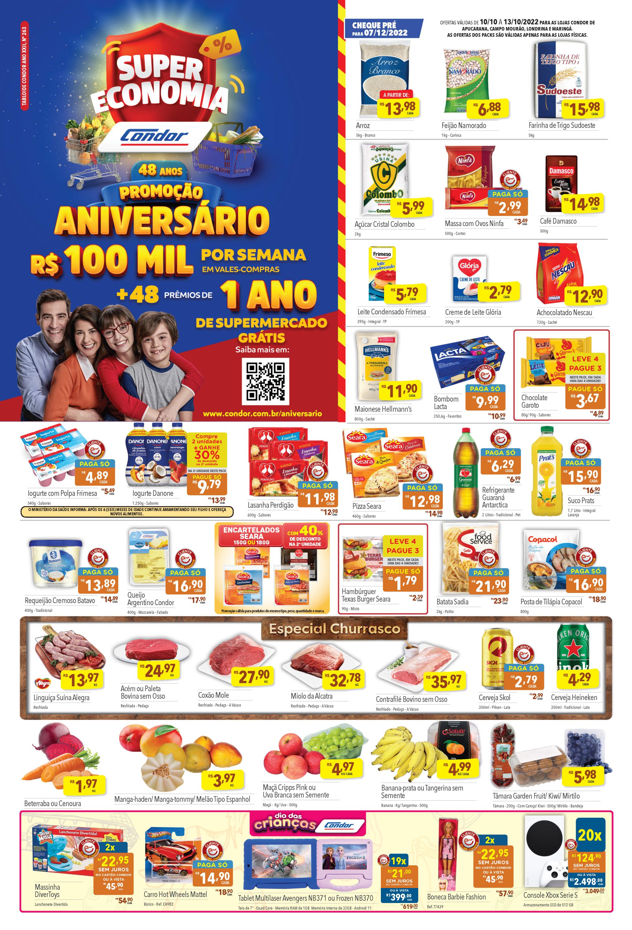 Confiras as ofertas do Super Econimia Condor, válidas de 10.10 a 13.10. ...