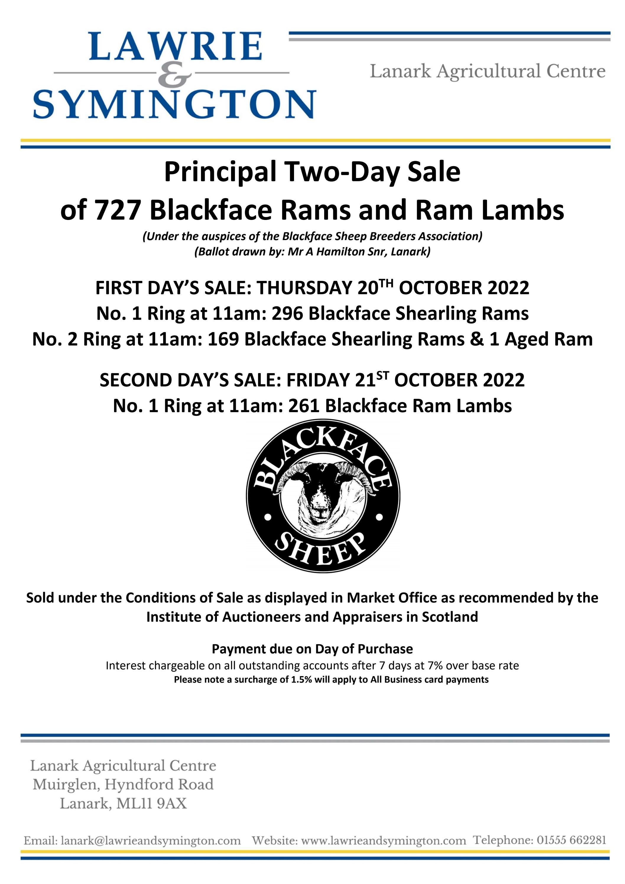 Lanark: Blackface Ram Sale - CATALOGUE - October 2022 by lawrie-and ...
