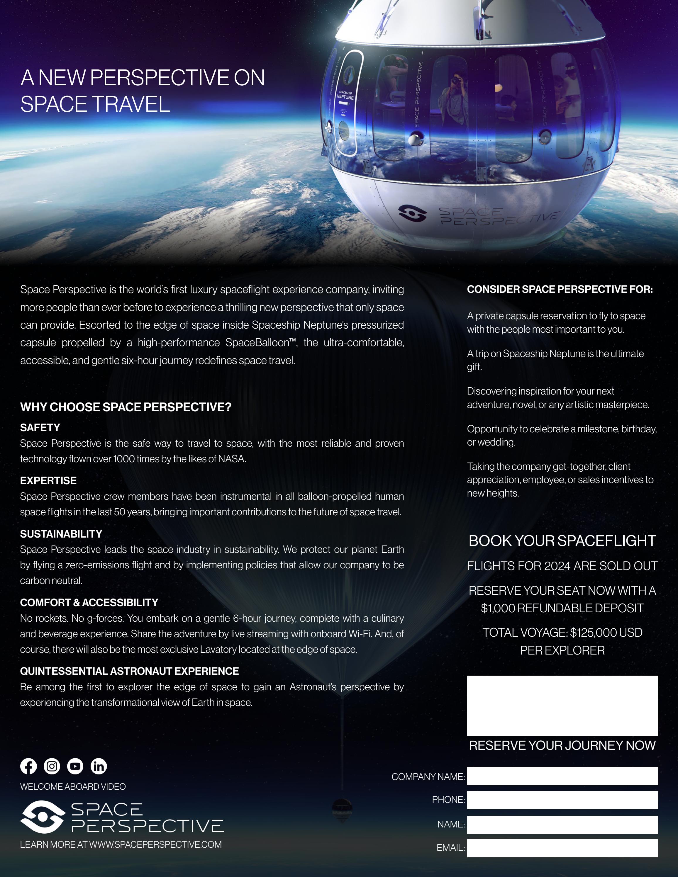 Space Perspective - One Pager by SpacePerspective - Issuu