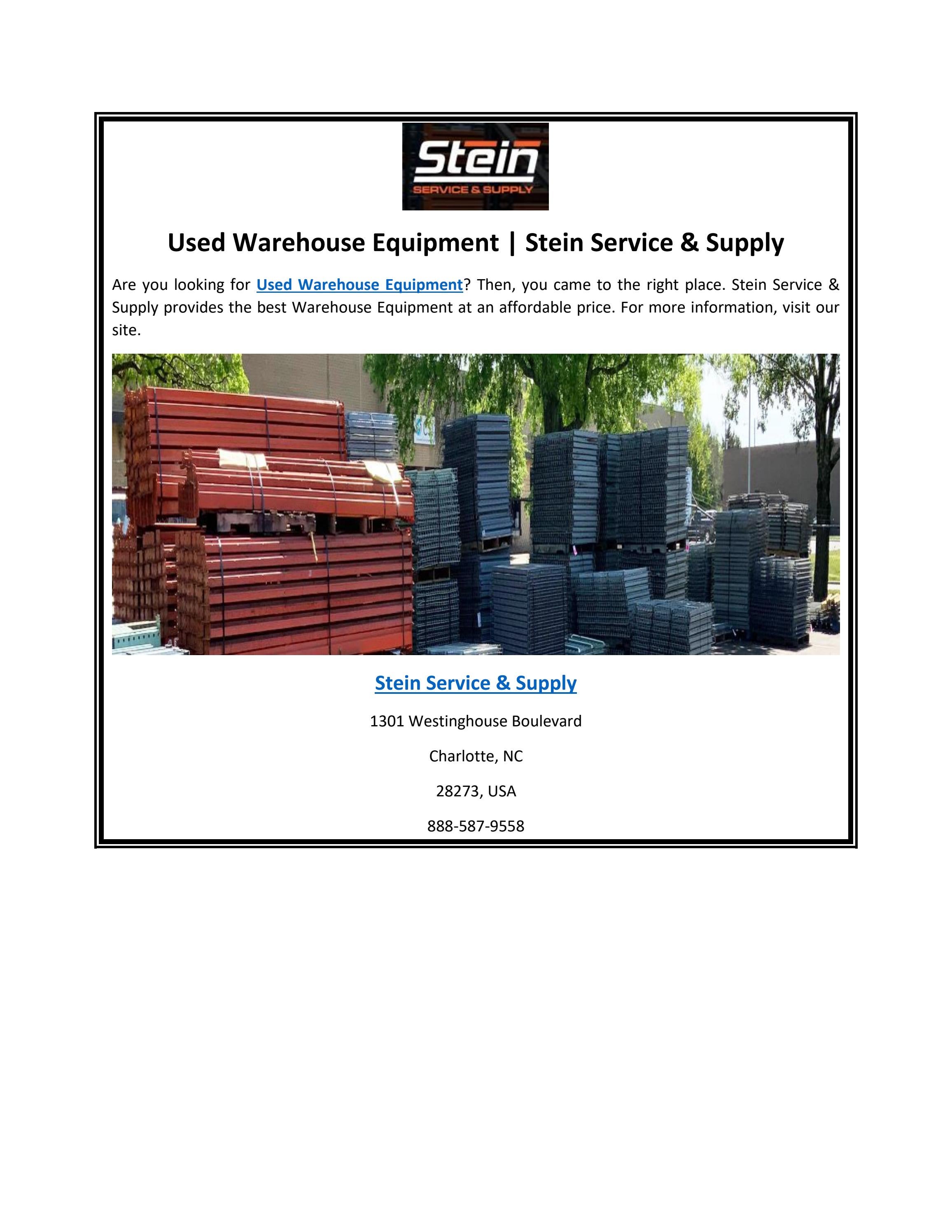 Used Warehouse Equipment | Stein Service & Supply by ...