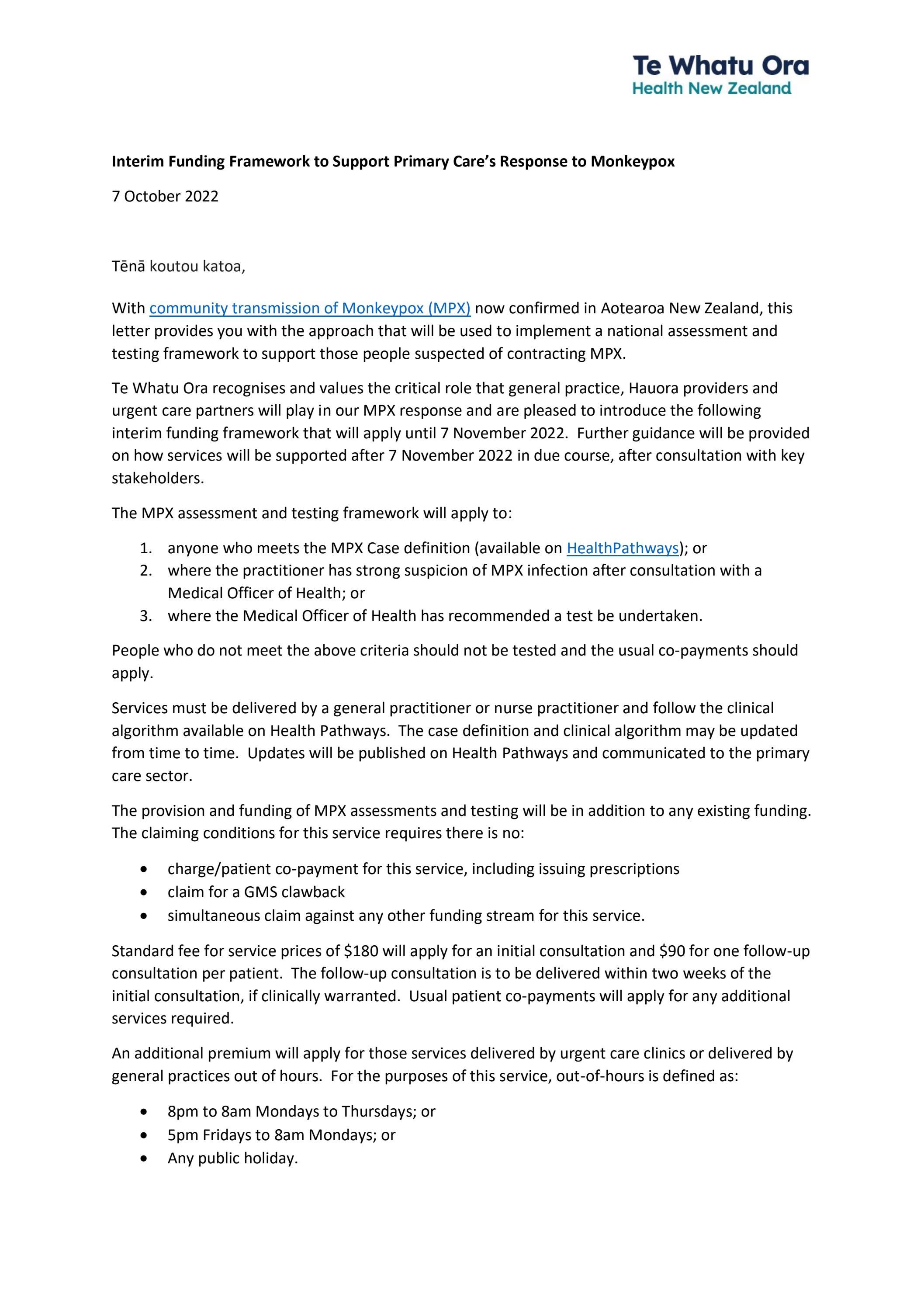 MPX Initial Assessment and Testing - sector letter by WBOP PHO - Issuu