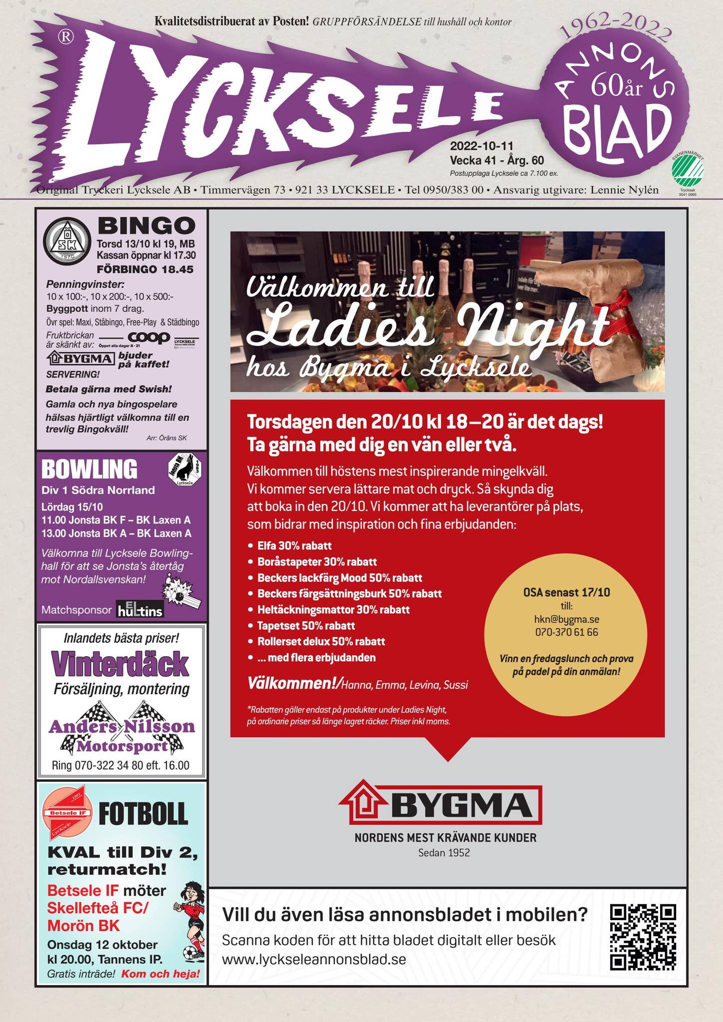 Lycksele Annonsblad vecka 41 2022 by lycksele - Issuu