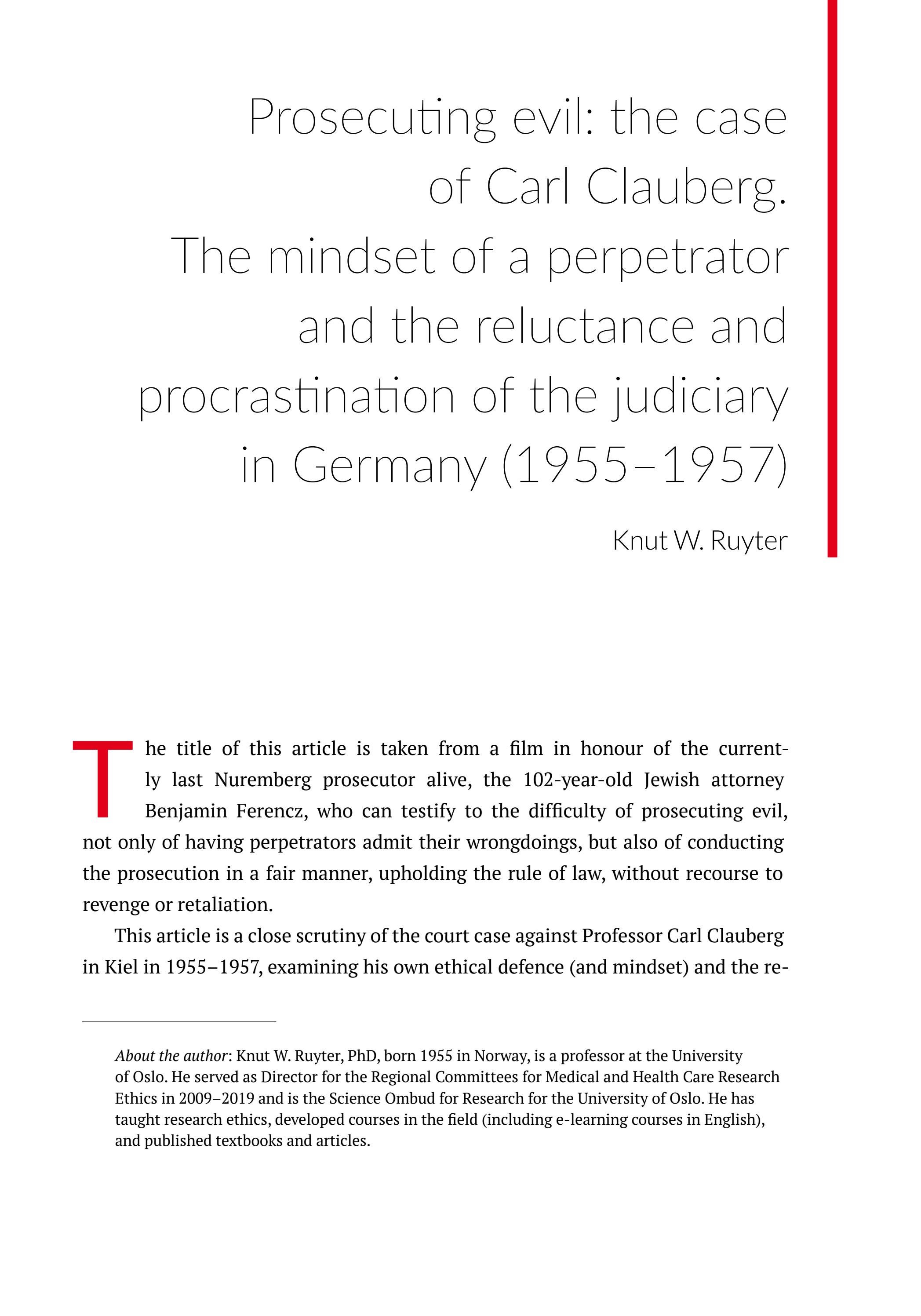 Prosecuting evil: the case of Carl Clauberg by Medycyna Praktyczna - Issuu