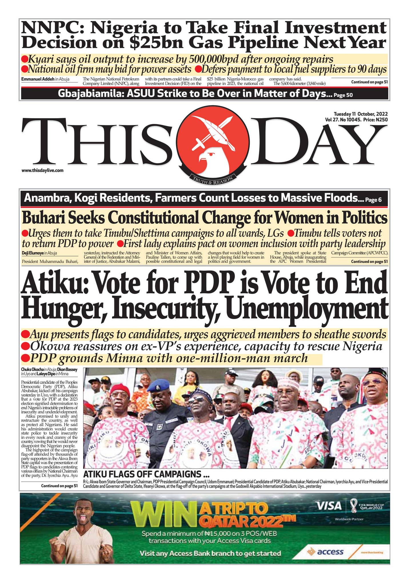 TUESDAY 11TH OCTOBER 2022 by THISDAY Newspapers Ltd - Issuu