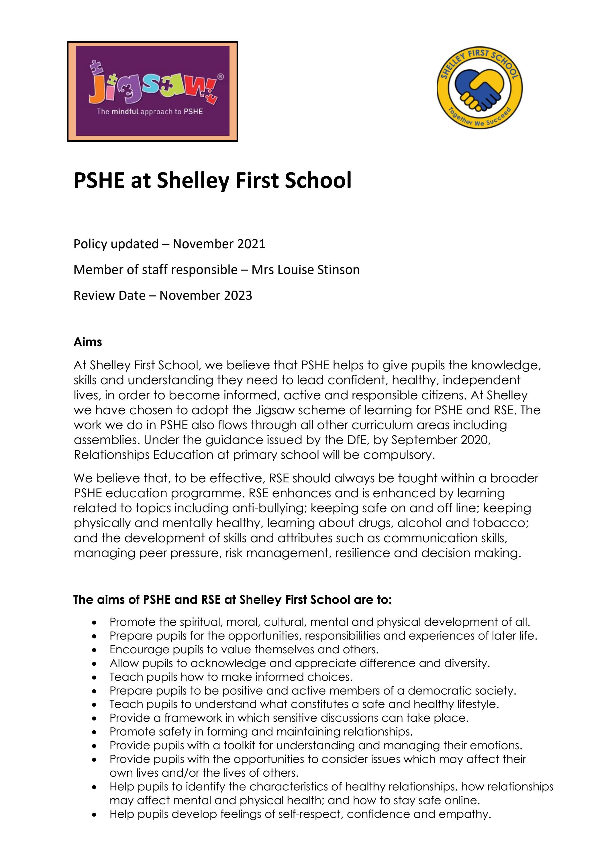 PSHE Curriculum by Schudio - Issuu