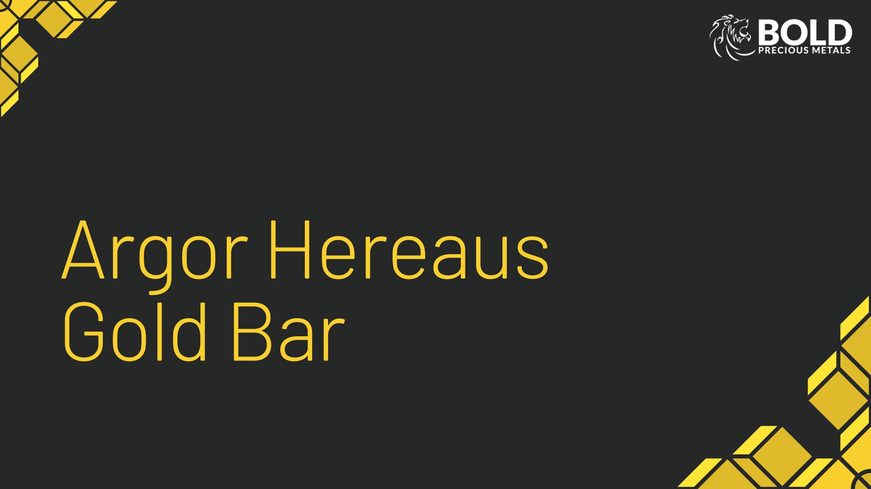Argor Hereaus Gold Bar | BOLD Precious Metals by BOLD Precious Metals ...