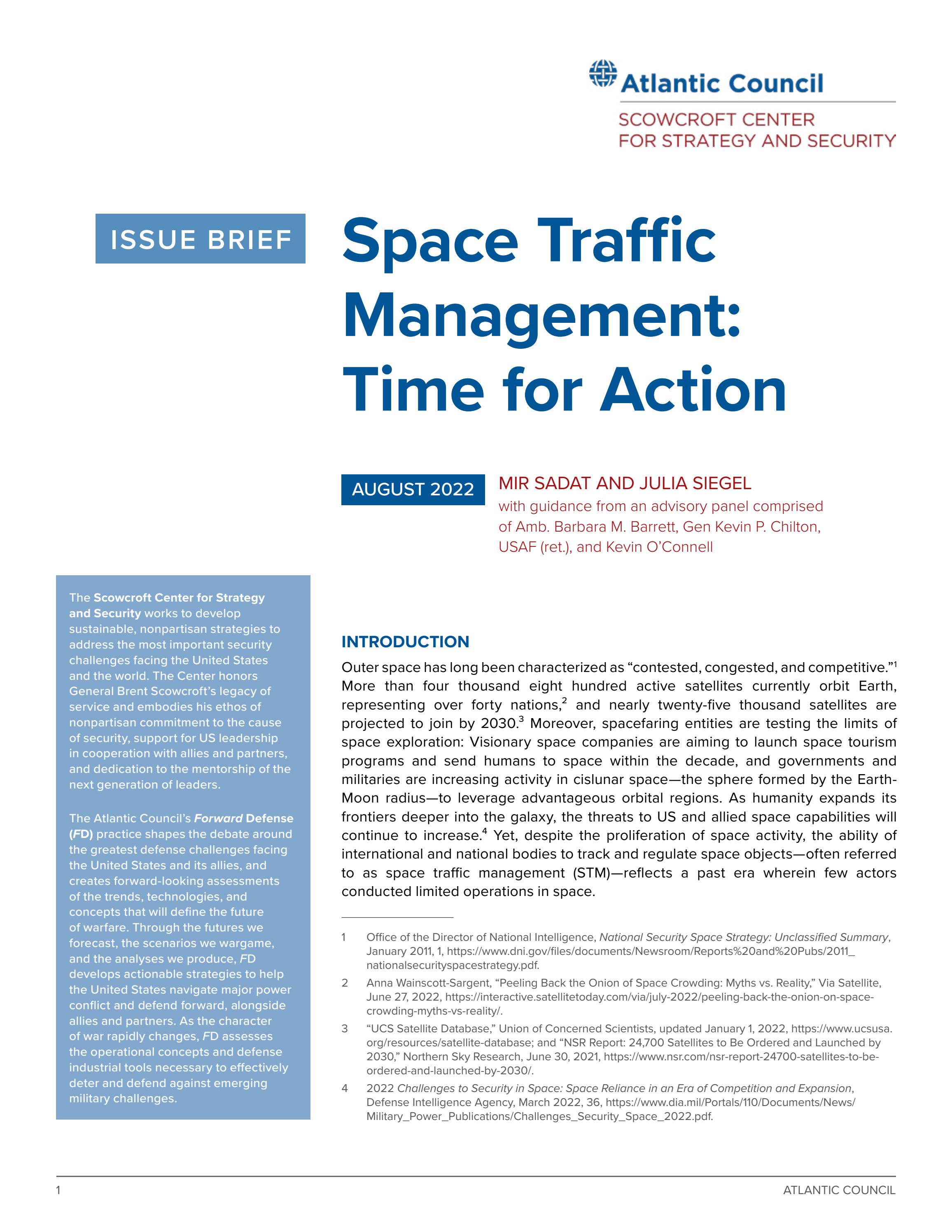 Space Traffic Management: Time for Action by Atlantic Council - Issuu