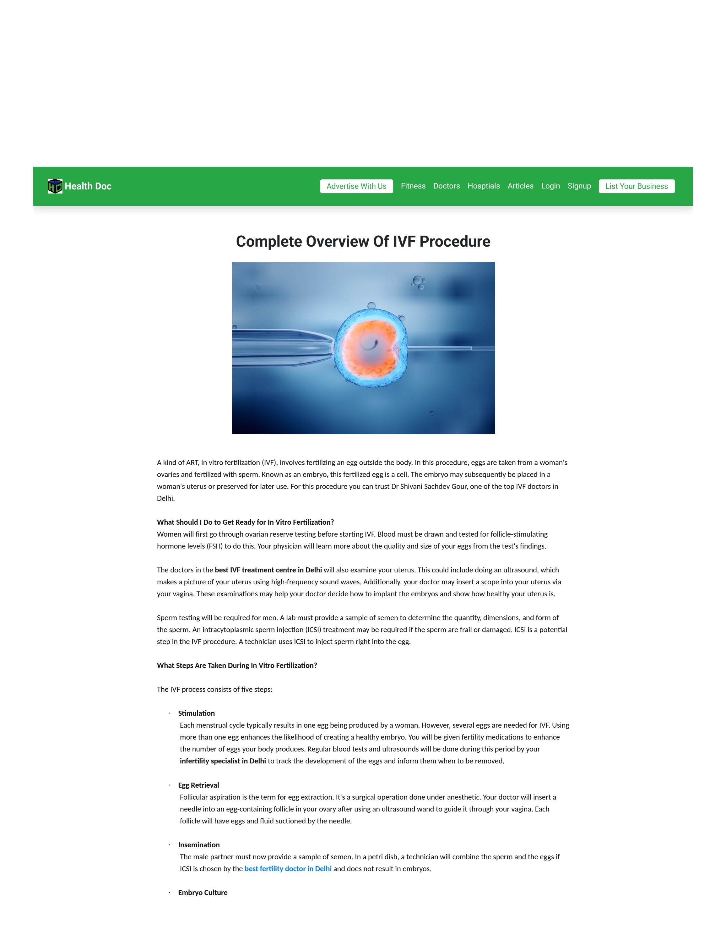 Complete Overview Of Ivf Procedure By Sci Ivf Hospital Issuu