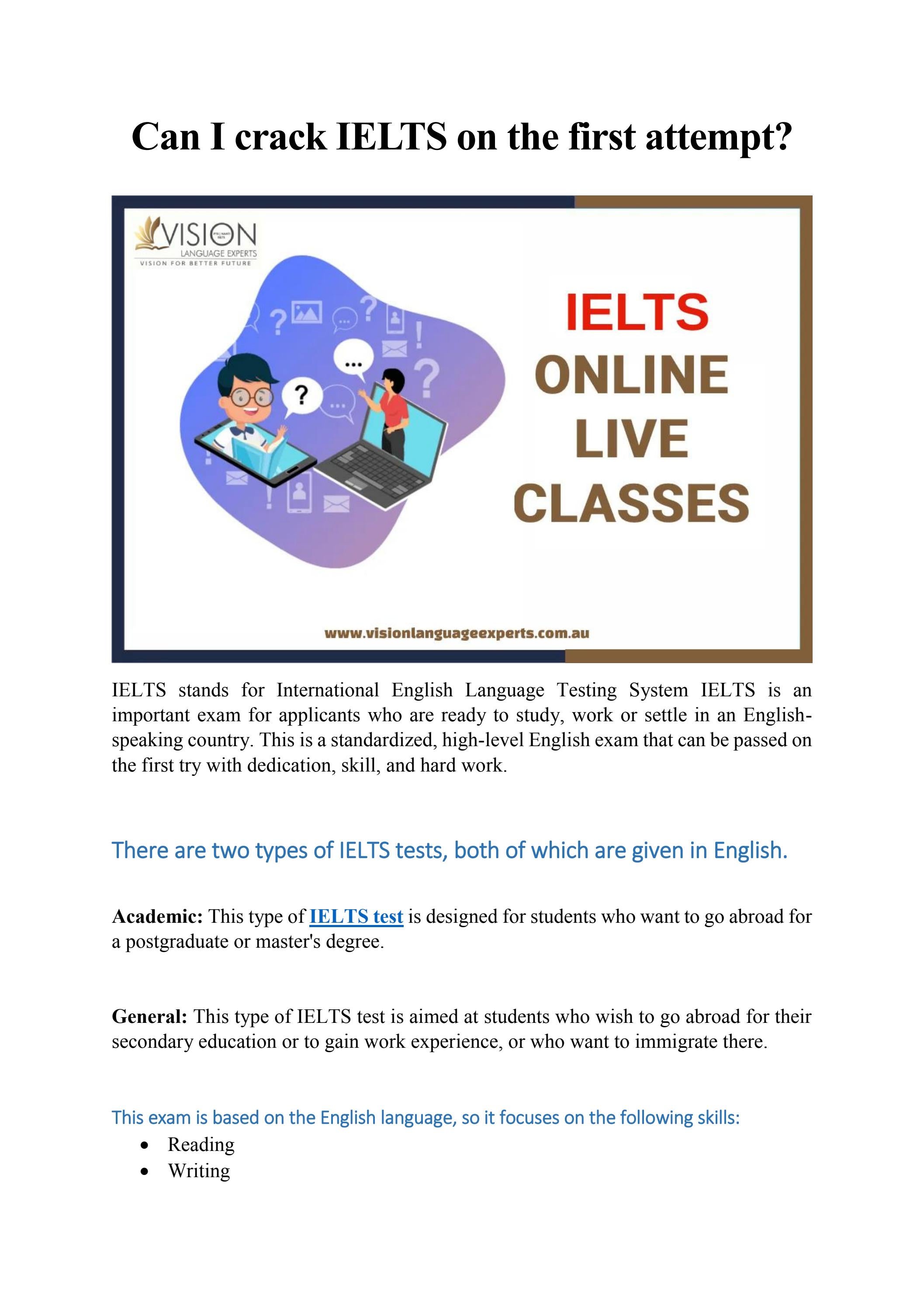Can I crack IELTS on the first attempt? by visionlanguageexperts - Issuu