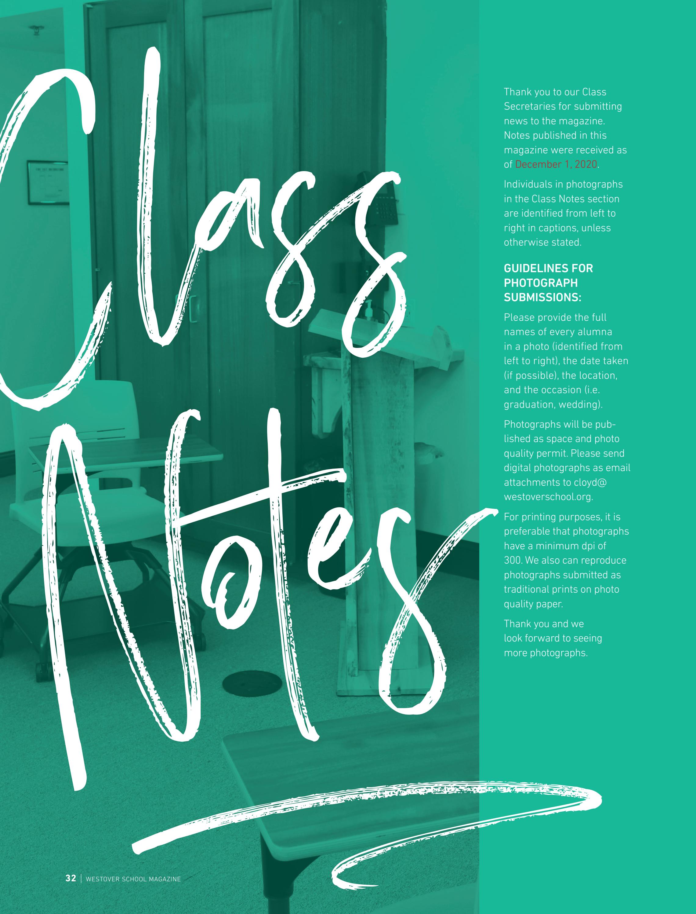 Westover Magazine - 2022 - Class Notes Exerpt by Westover School - Issuu