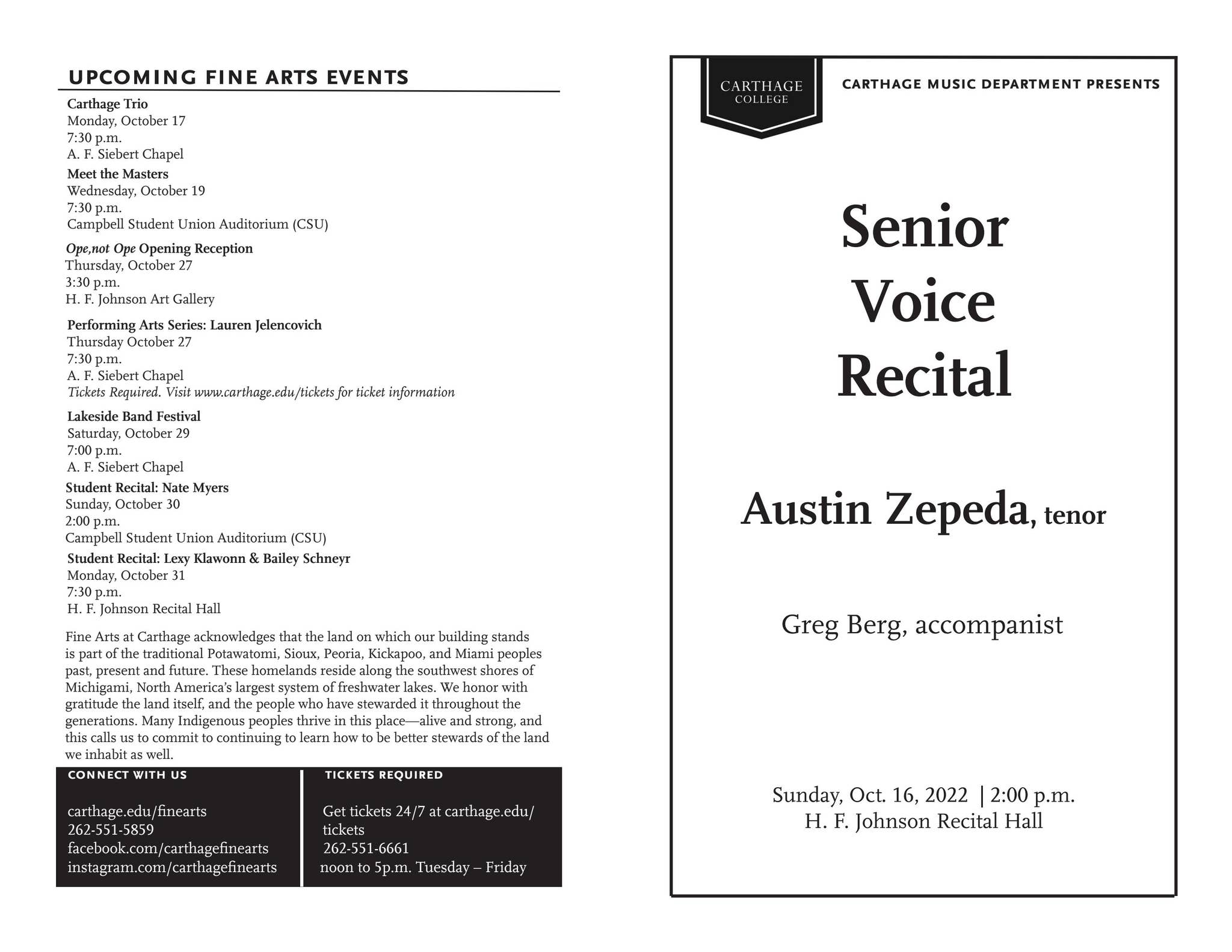 Senior Recital by Austin Zepeda ’23 by Carthage College - Issuu