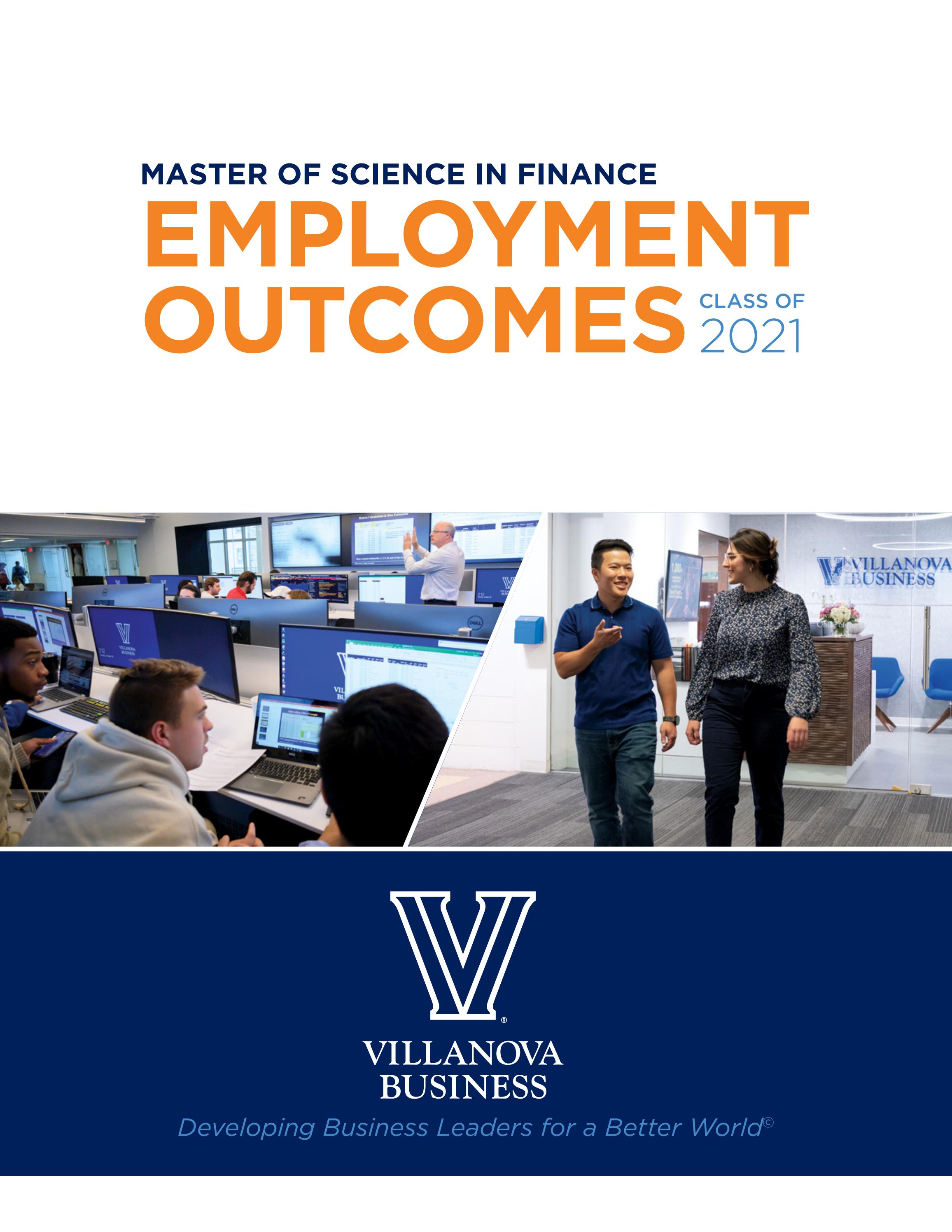 MSF Employment Outcomes Class of 2021 by Villanova School of Business ...