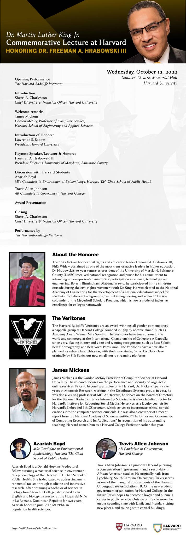 2022 Dr. Martin Luther King Jr. Commemorative Lecture at Harvard ...