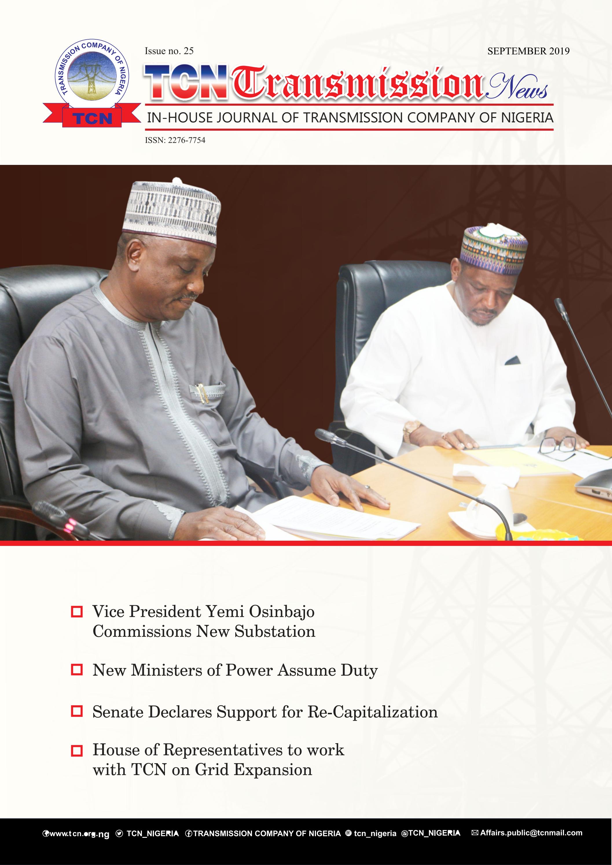 TCN Magazine September 2019 Edition by transmissioncompanyofnigeria - Issuu
