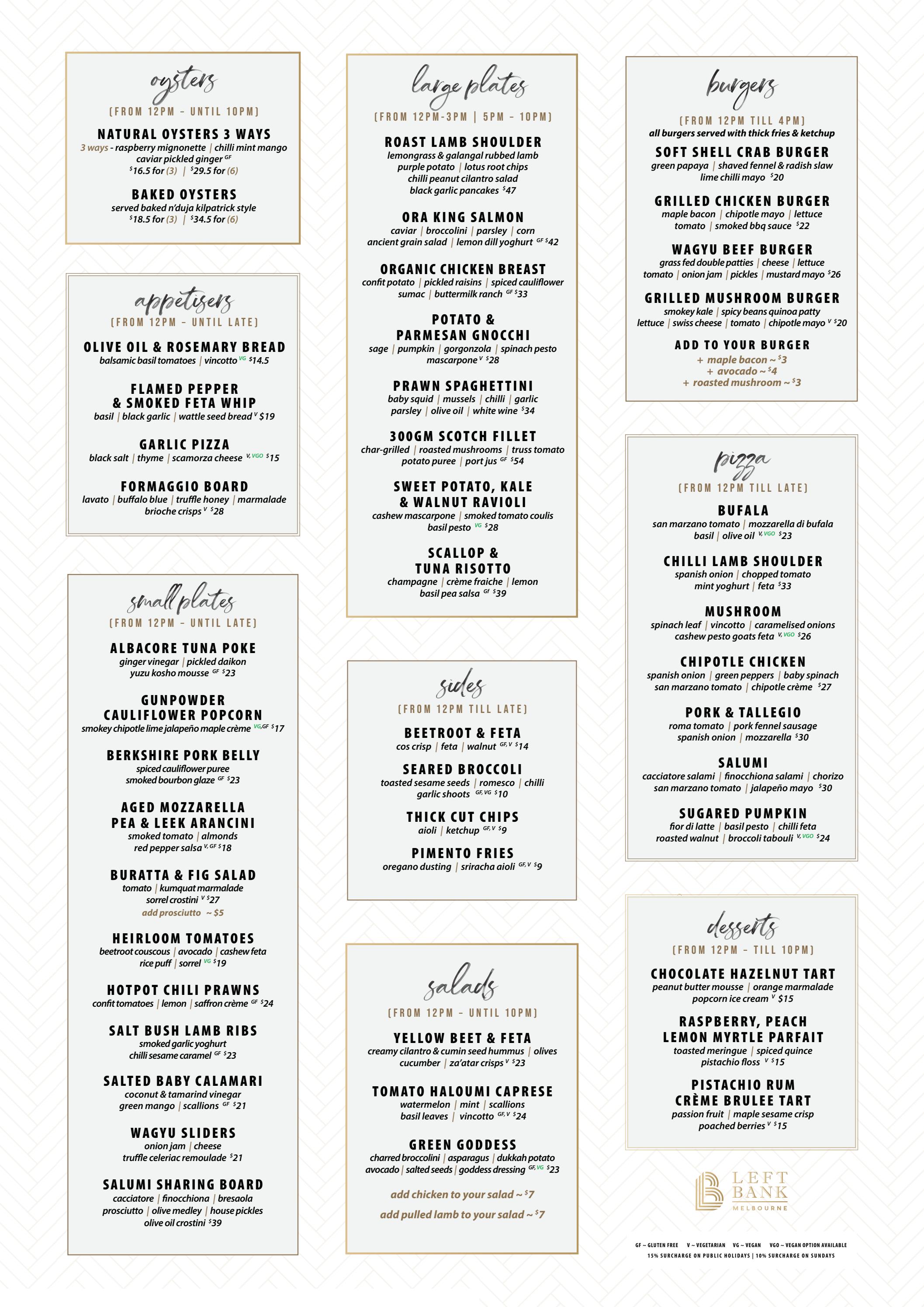 LEFT BANK MELBOURNE A LA CART MENU by WebsiteWise - Issuu