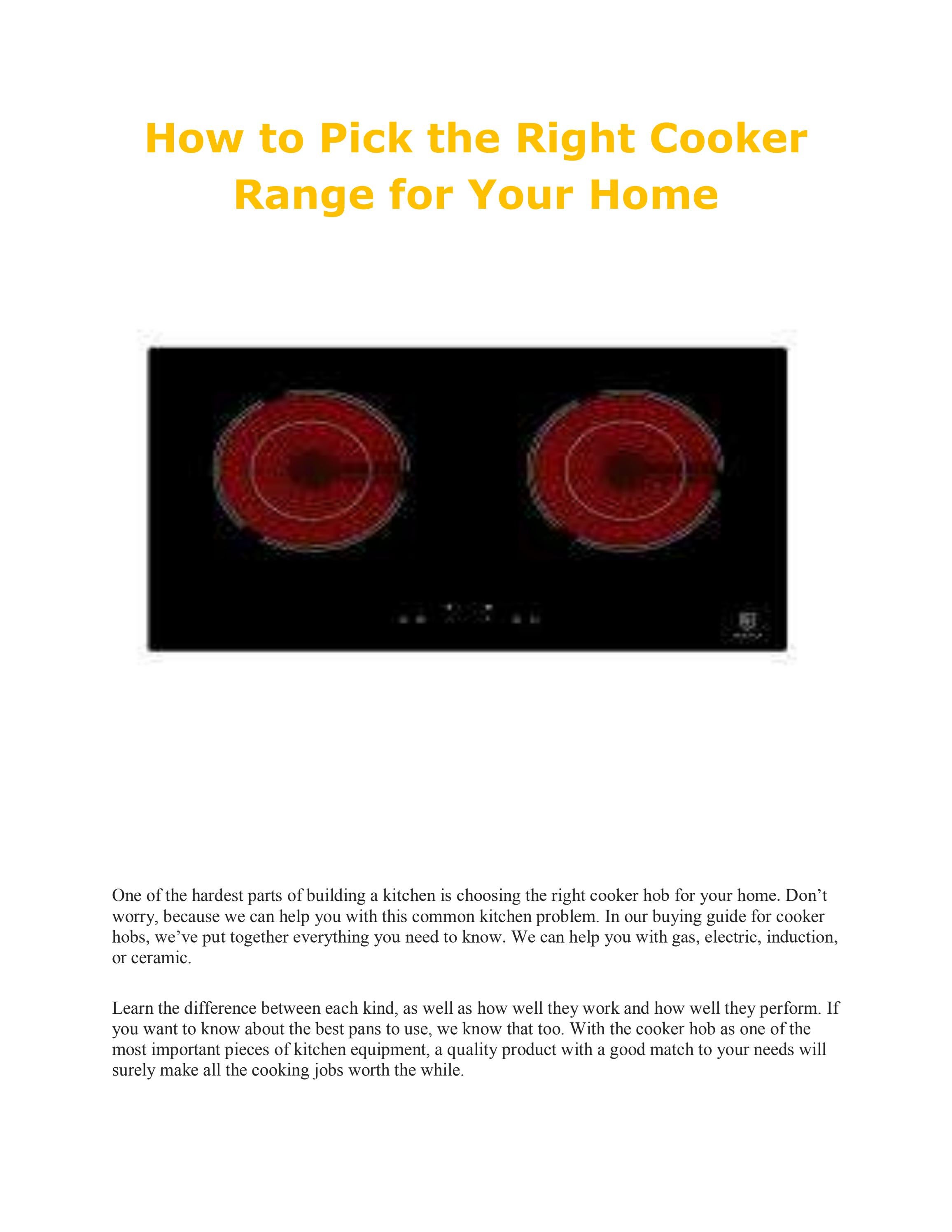 How to Pick the Right Cooker Range for Your Home by EFSingapore - Issuu
