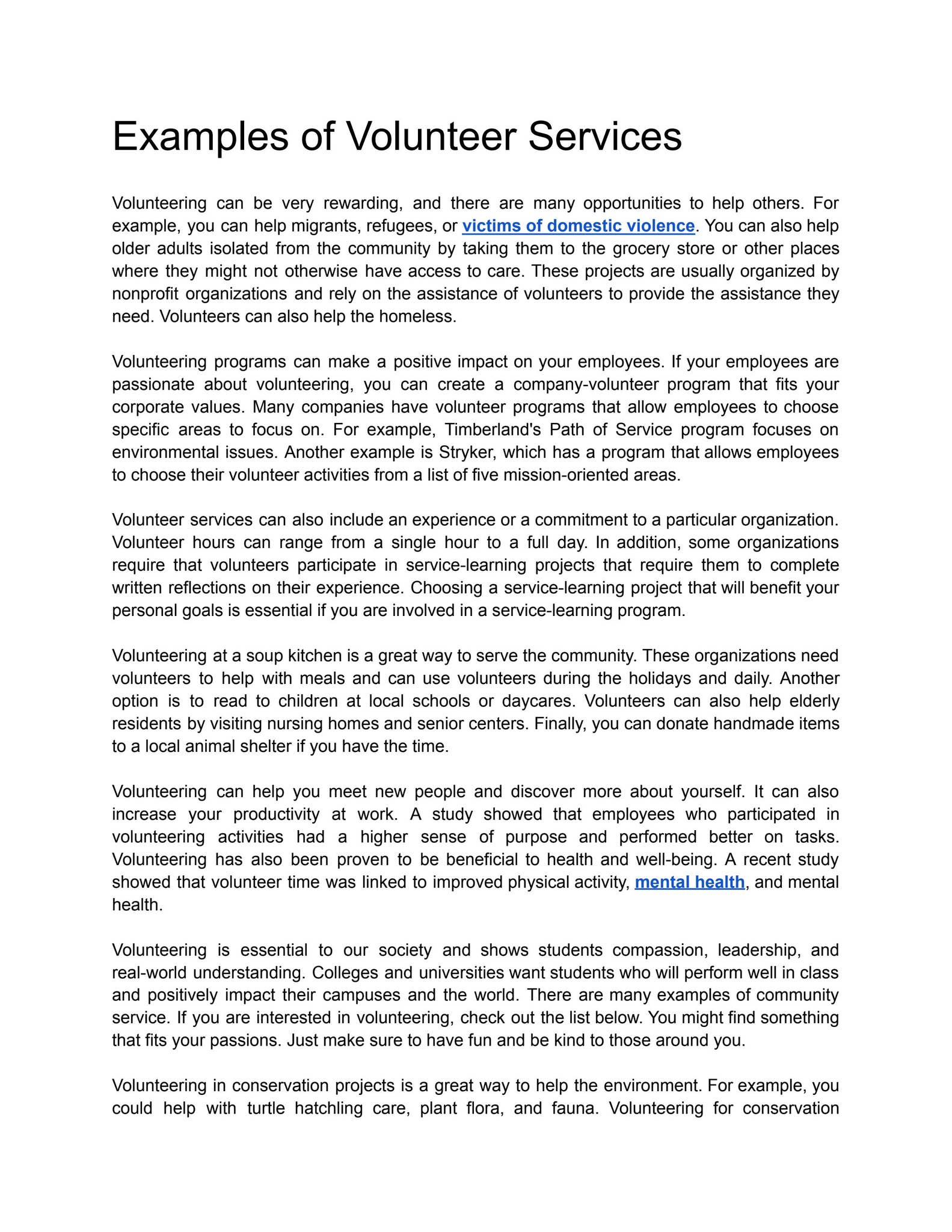 Example of Volunteer Service by David Bennett Galloway III - Issuu