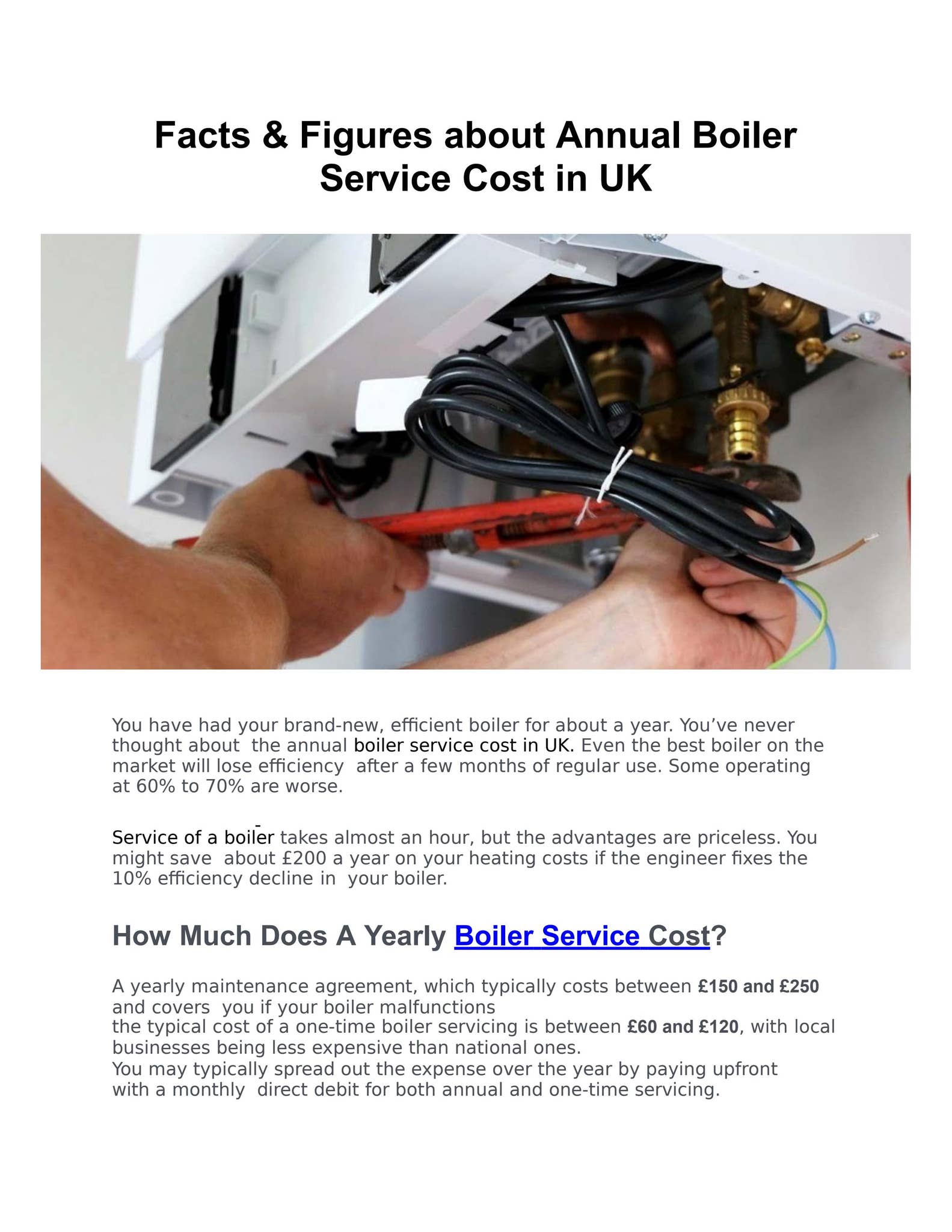 Facts & Figures about Annual Boiler Service Cost in UK by Boiler ...