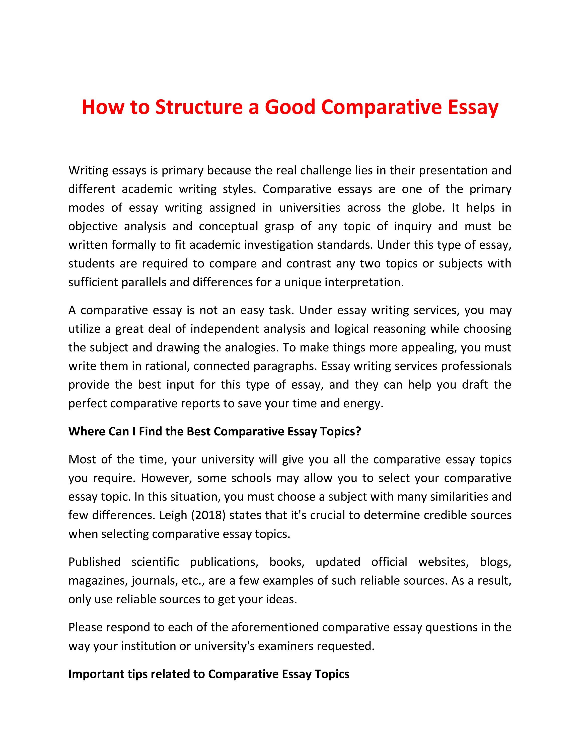 How To Structure A Good Comparative Essay By Jamessmith27072022 Issuu