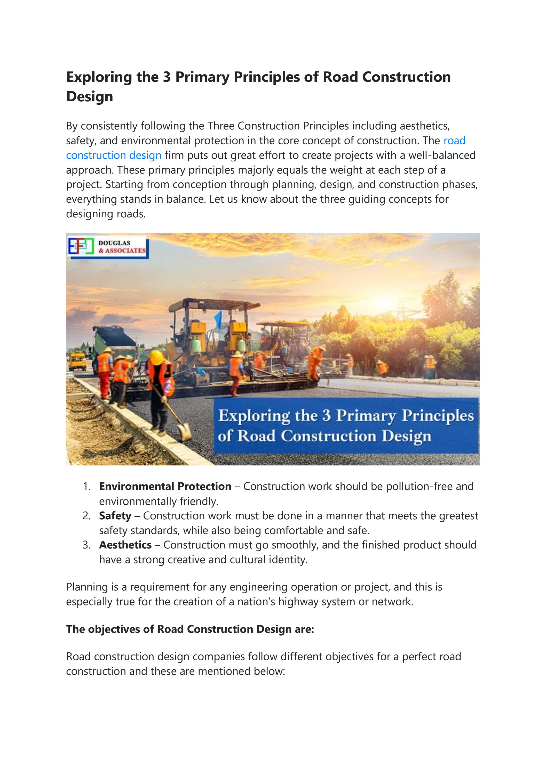 3 Primary Principles of Road Construction Design by EF Douglas ...