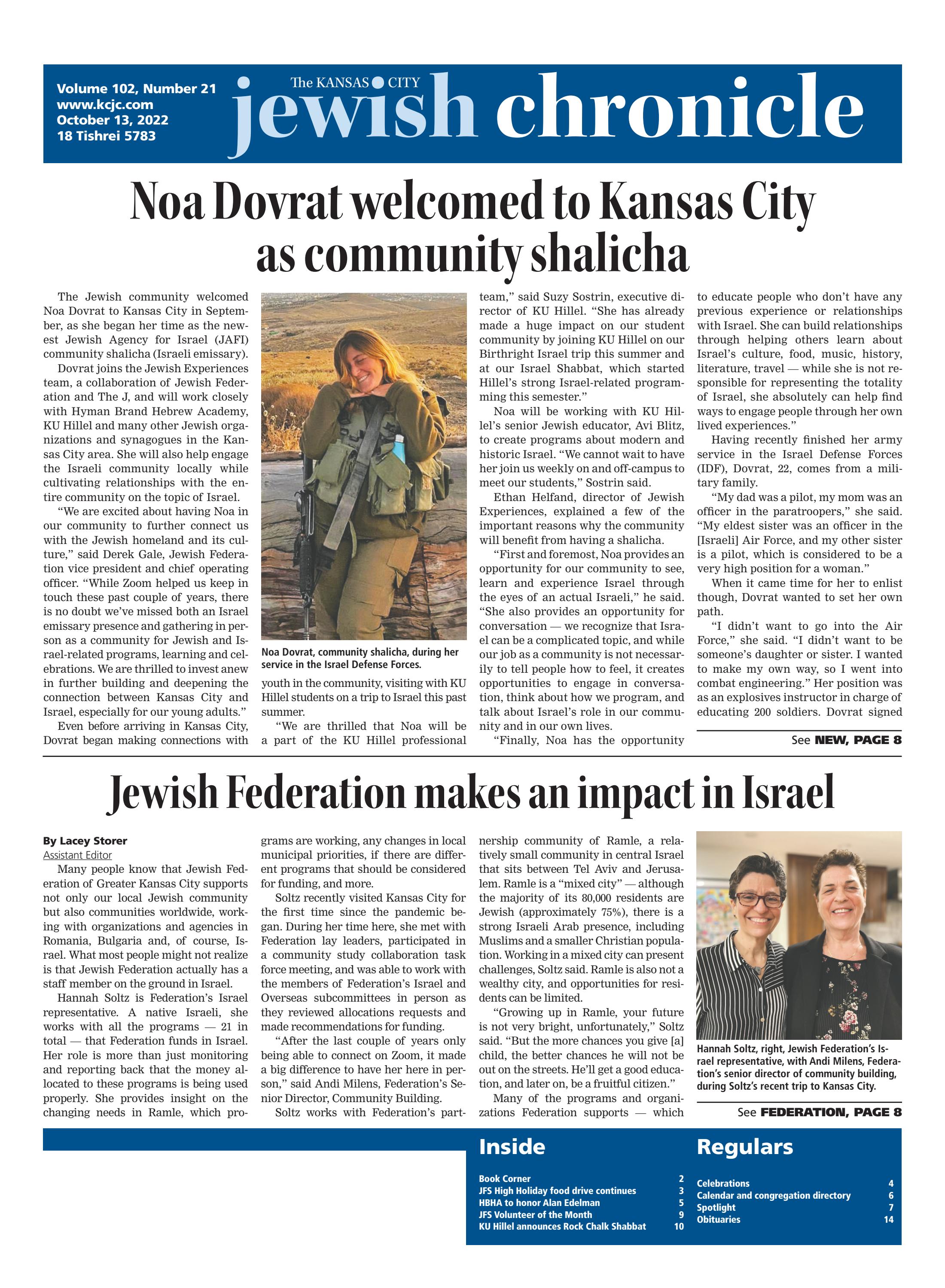 10-13-22 Kansas City Jewish Chronicle Volume 102, Issue 21 by jewish-kc ...