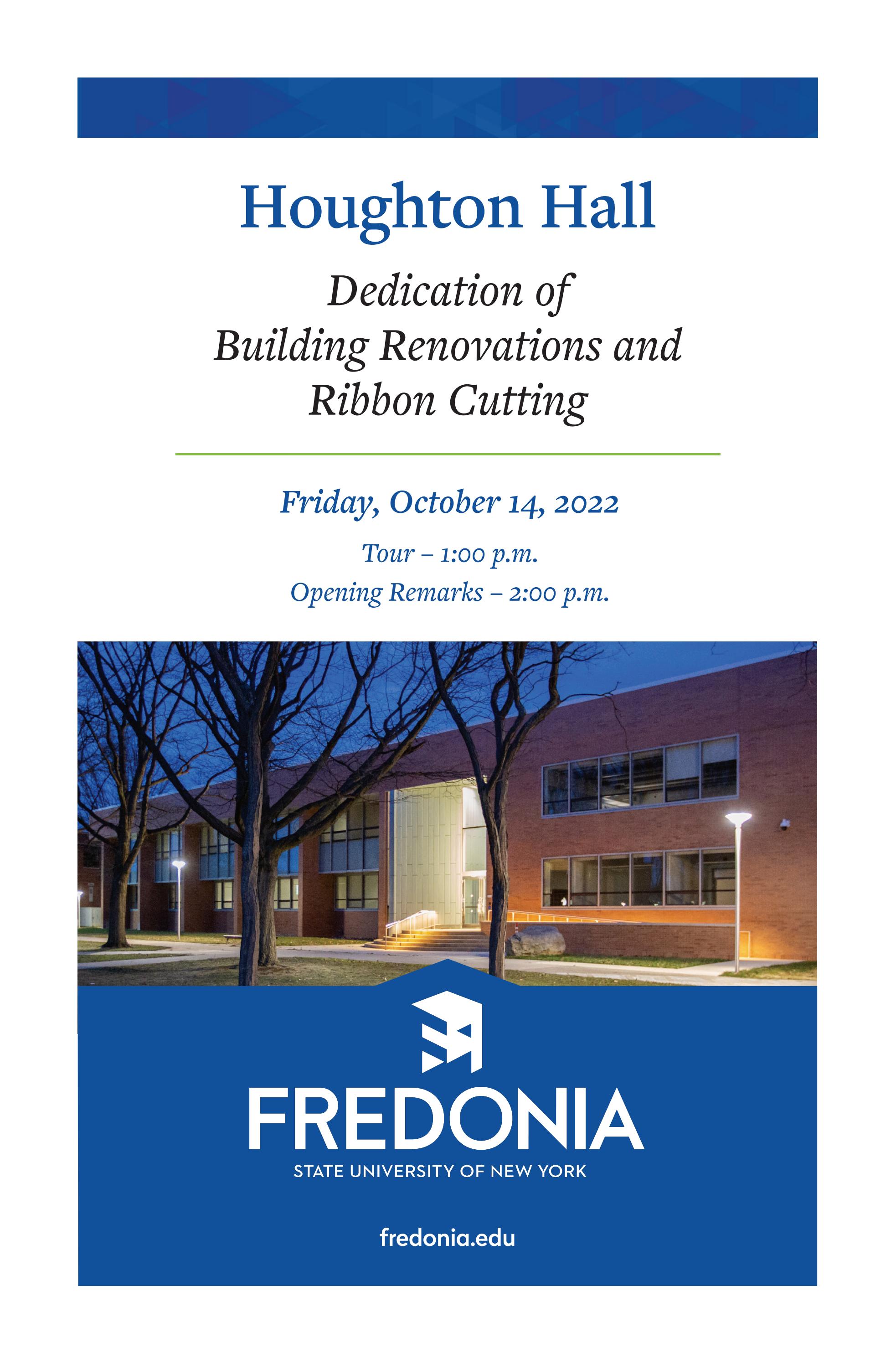 Houghton Hall Dedication Program by SUNY Fredonia - Issuu